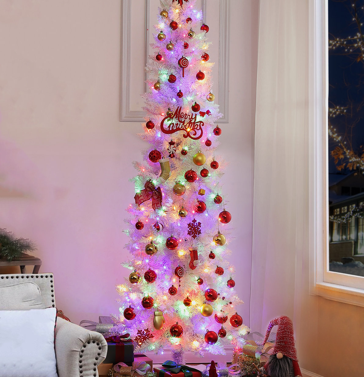 The Holiday Aisle® 6ft White Pointed Christmas Tree | Wayfair