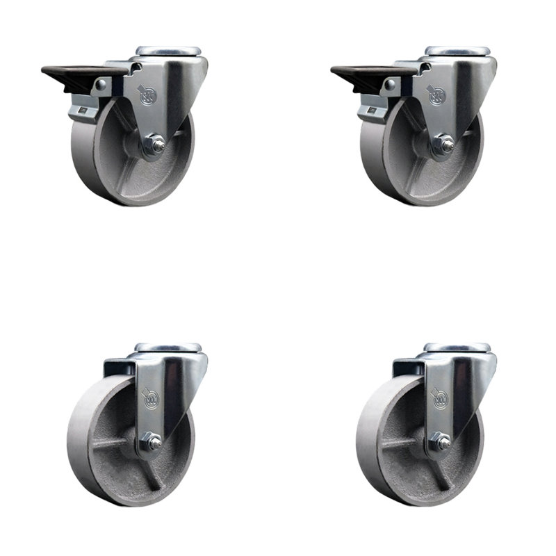 Service Caster 4 Piece Semi Steel Swivel Bolt Hole Caster Set | Wayfair