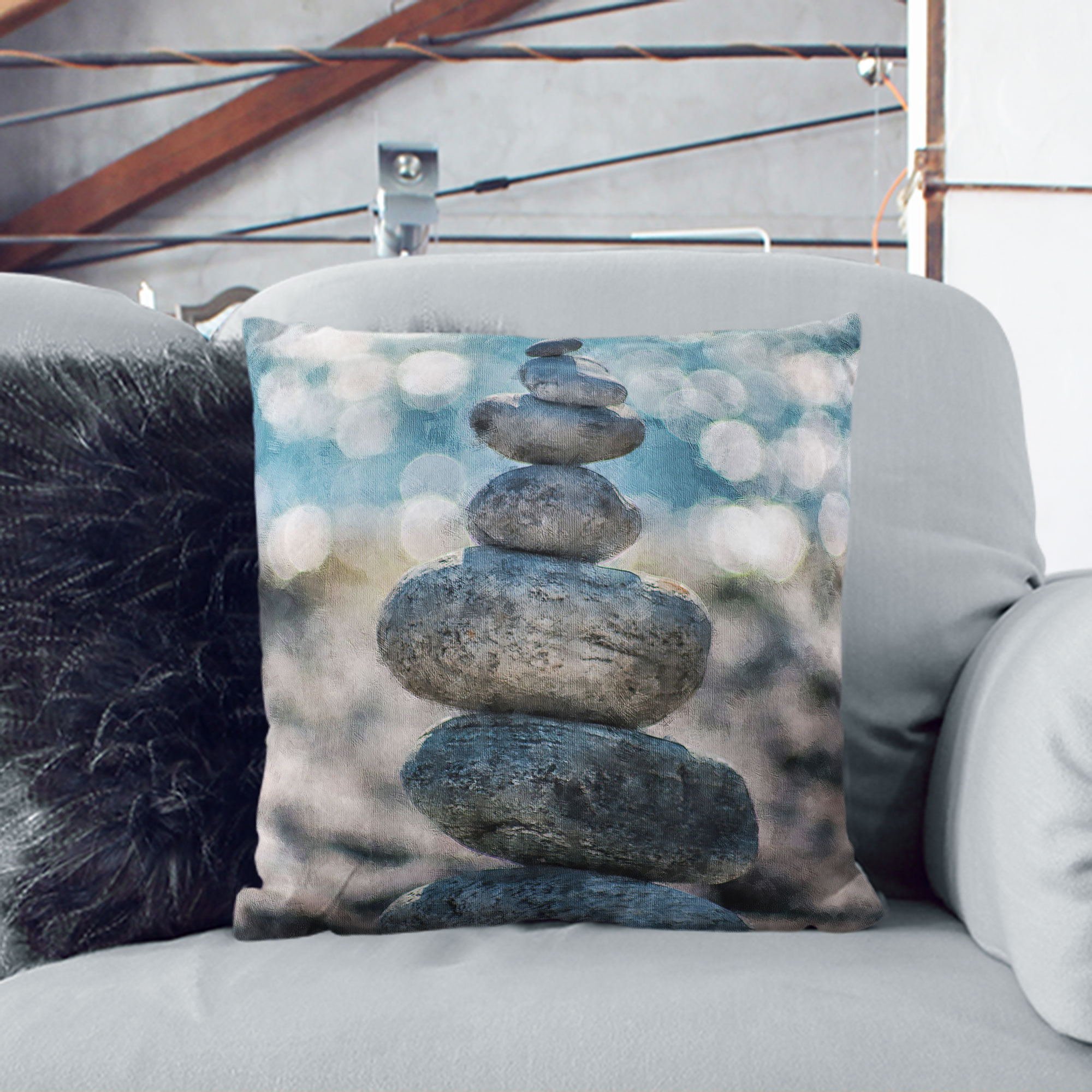 East Urban Home Stacked Zen Stones Painting Cushion with Filling ...