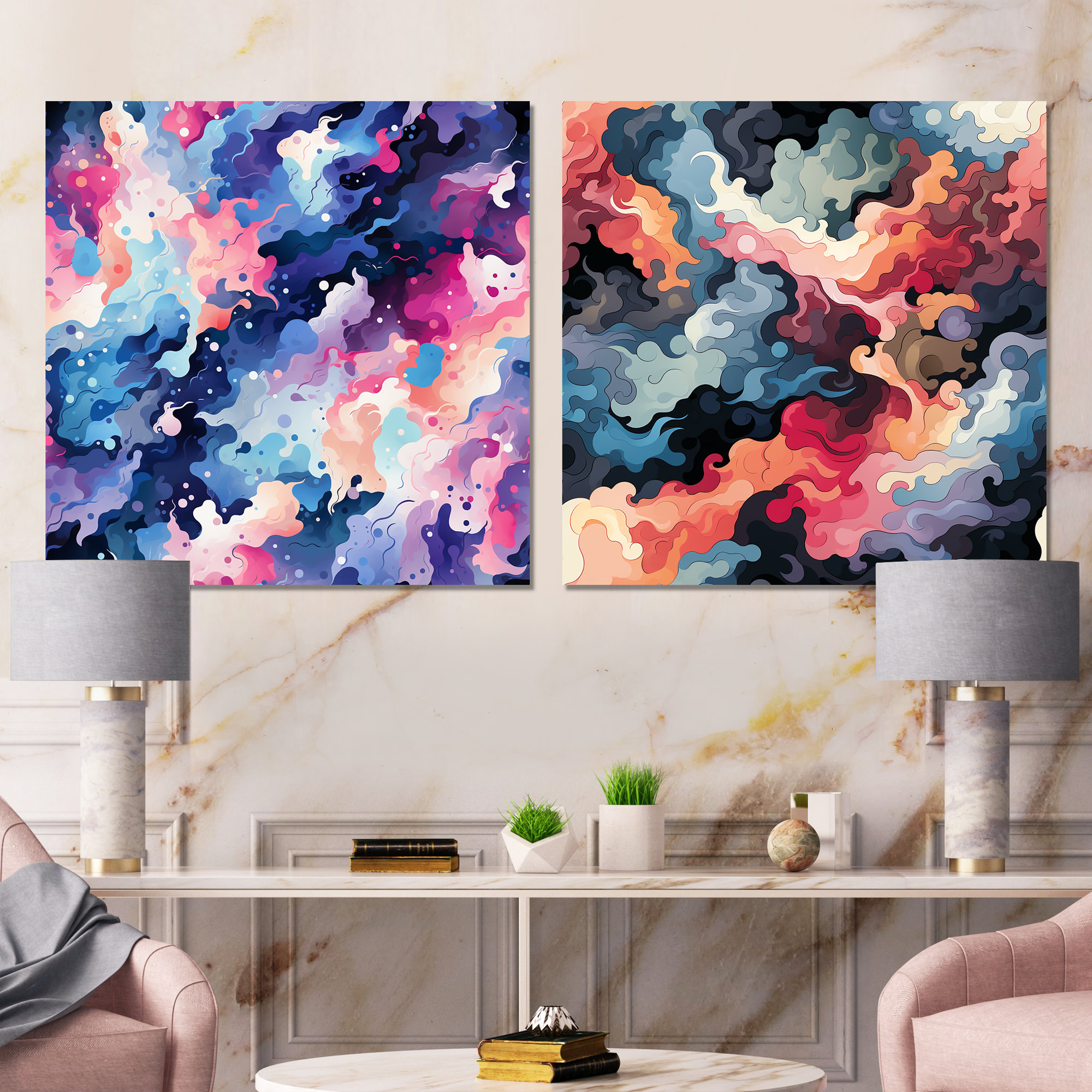 Design Art Celestial Disguise Undulation - Abstract Canvas Art Print ...