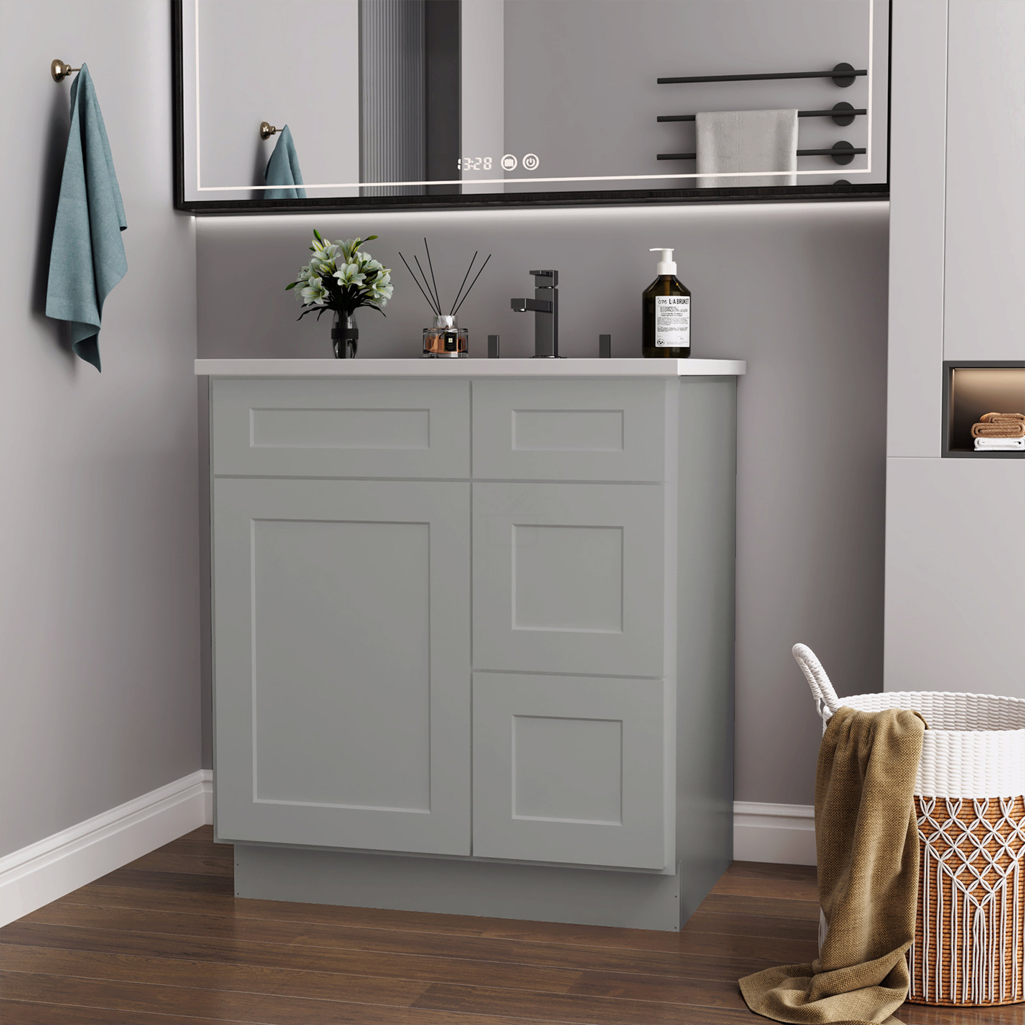 Winston Porter Vanity Sink Base Kitchen Cabinet With Right Door ...