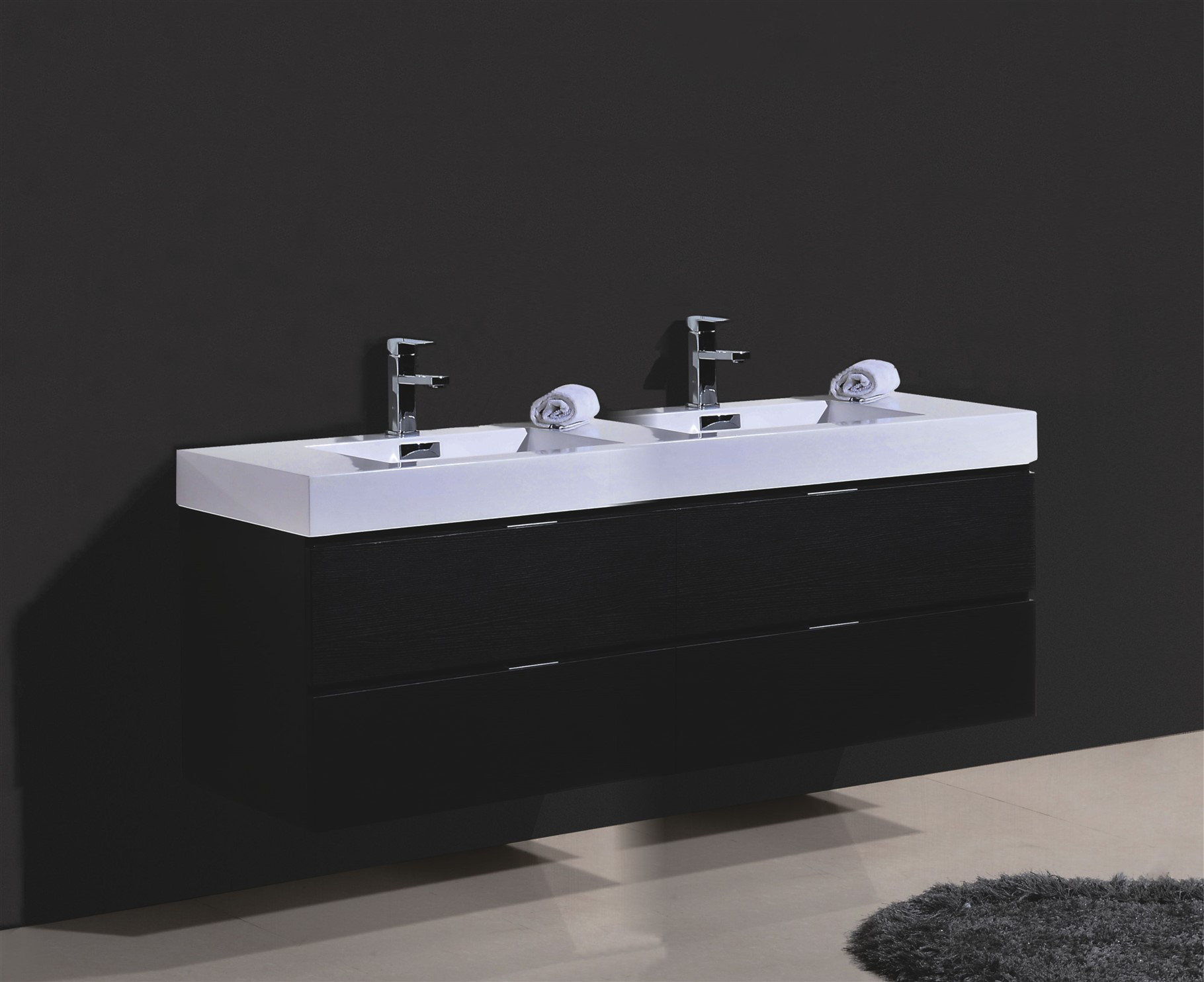Ebern Designs Royka 72" Wall-Mounted Double Bathroom Vanity Set ...