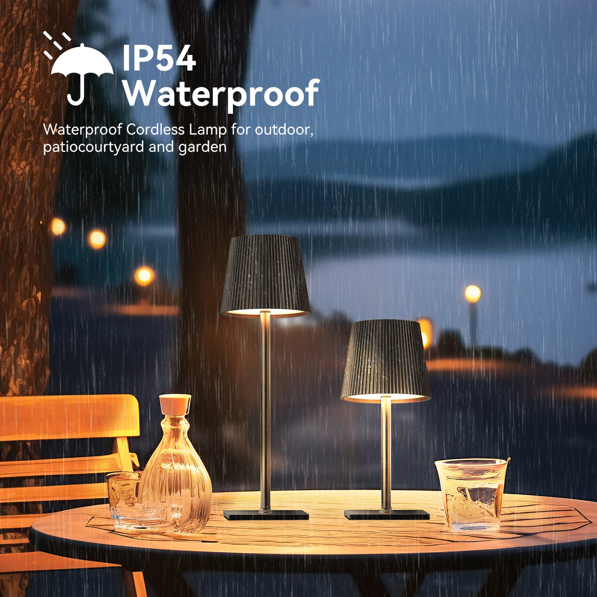 Ebern Designs Cordless Table Lamp, 3 Color Stepless Dimming, Outdoor ...