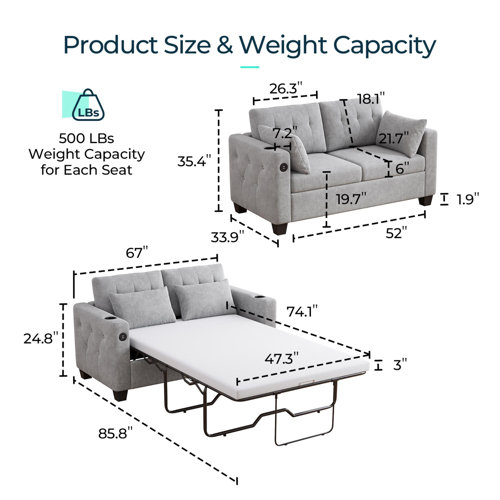 Wade Logan® Arval 67'' Upholstered Sleeper Sofa & Reviews | Wayfair