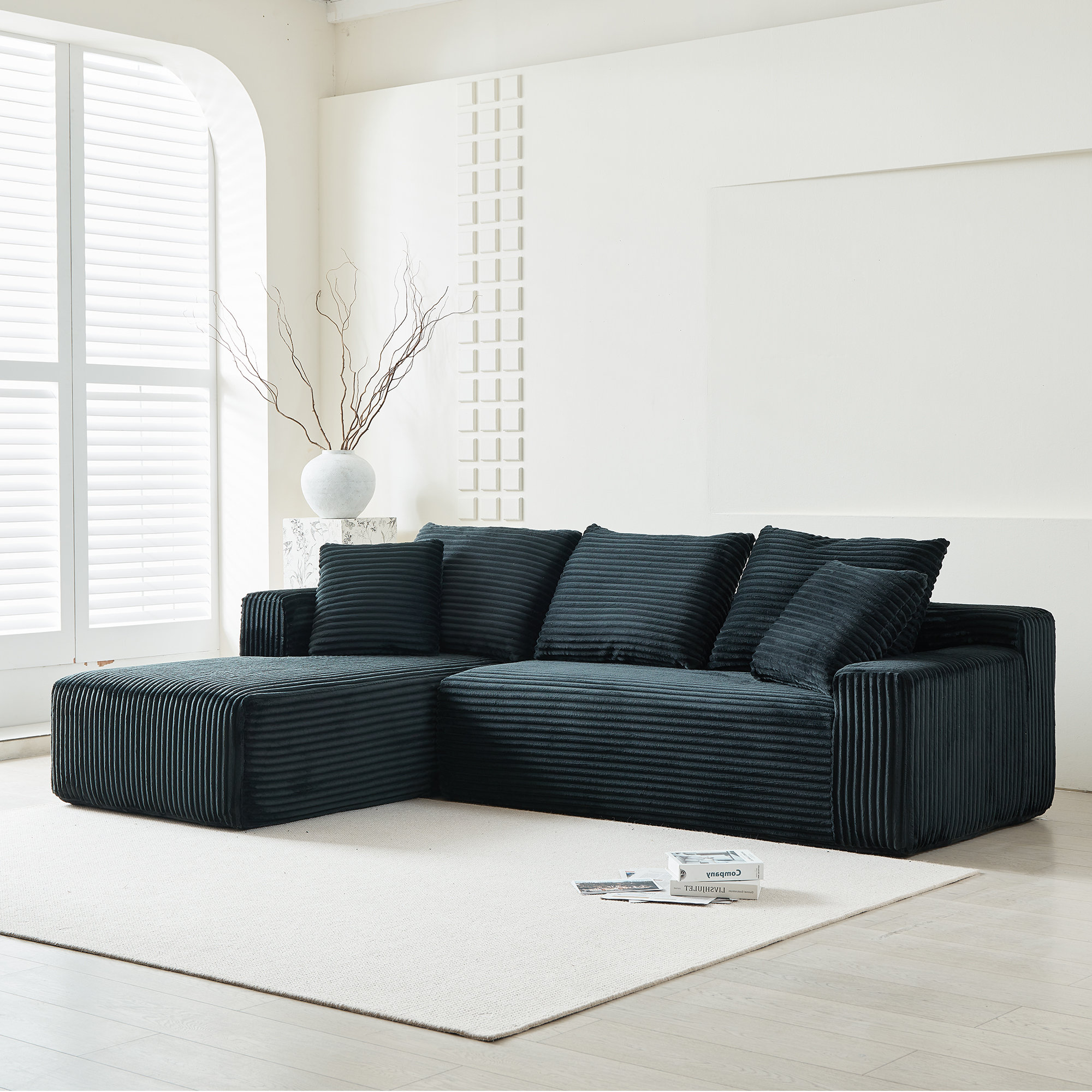 HaufChox 105'' Modular Sectional Sofa, Cloud Sofa, Plush Corduroy ...