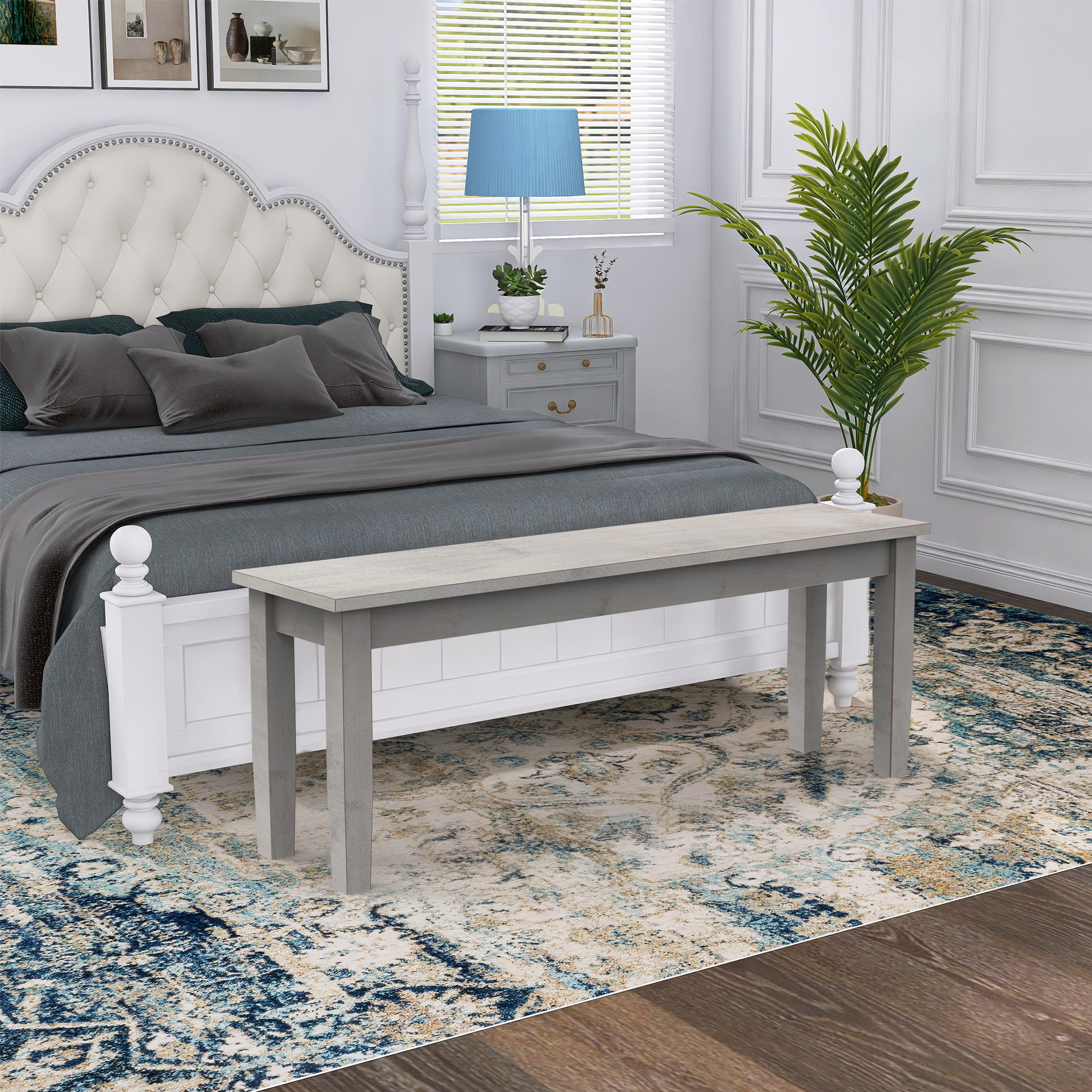 August Grove Solid Rustic Cottage Bench,white Antique - Wayfair Canada