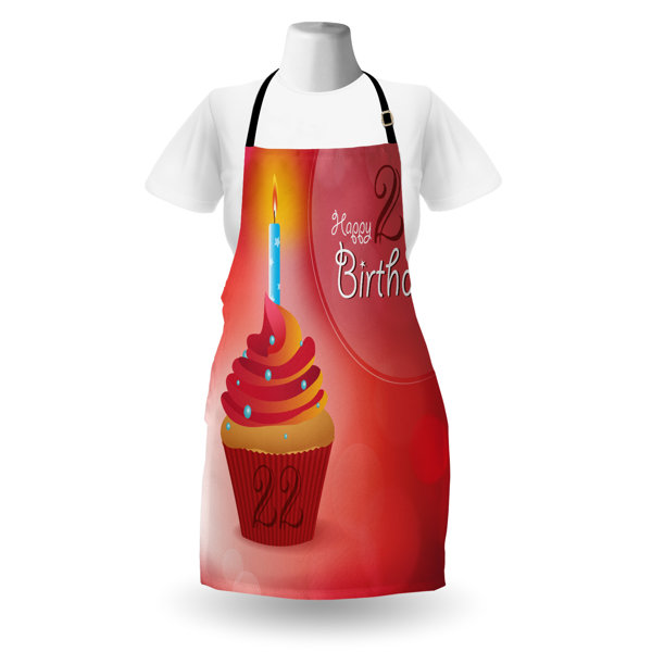 Prep & Savour Birthday Apron Unisex, Cupcake Romantic, Adult Size, Red ...