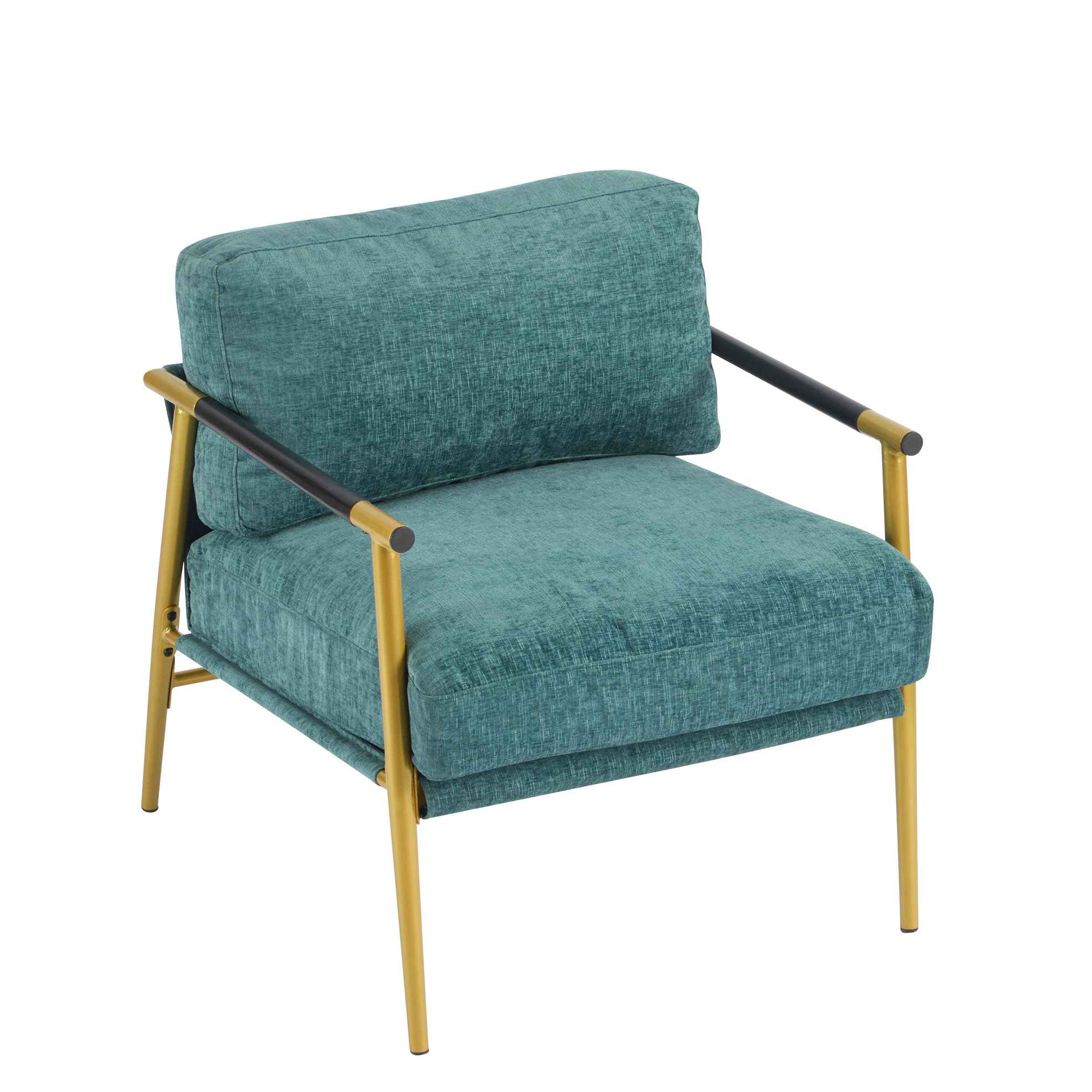 Latitude Run® Contemporary Chair With Generously Padded Seats, Gold ...