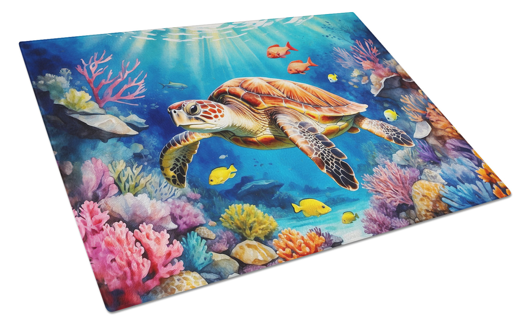 Caroline's Treasures Turtle and Reefs Glass Cutting Board | Wayfair