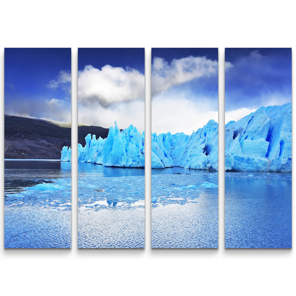 East Urban Home 4-tlg. Leinwandbilder-Set Blauer Eisberg im Wasser in ...