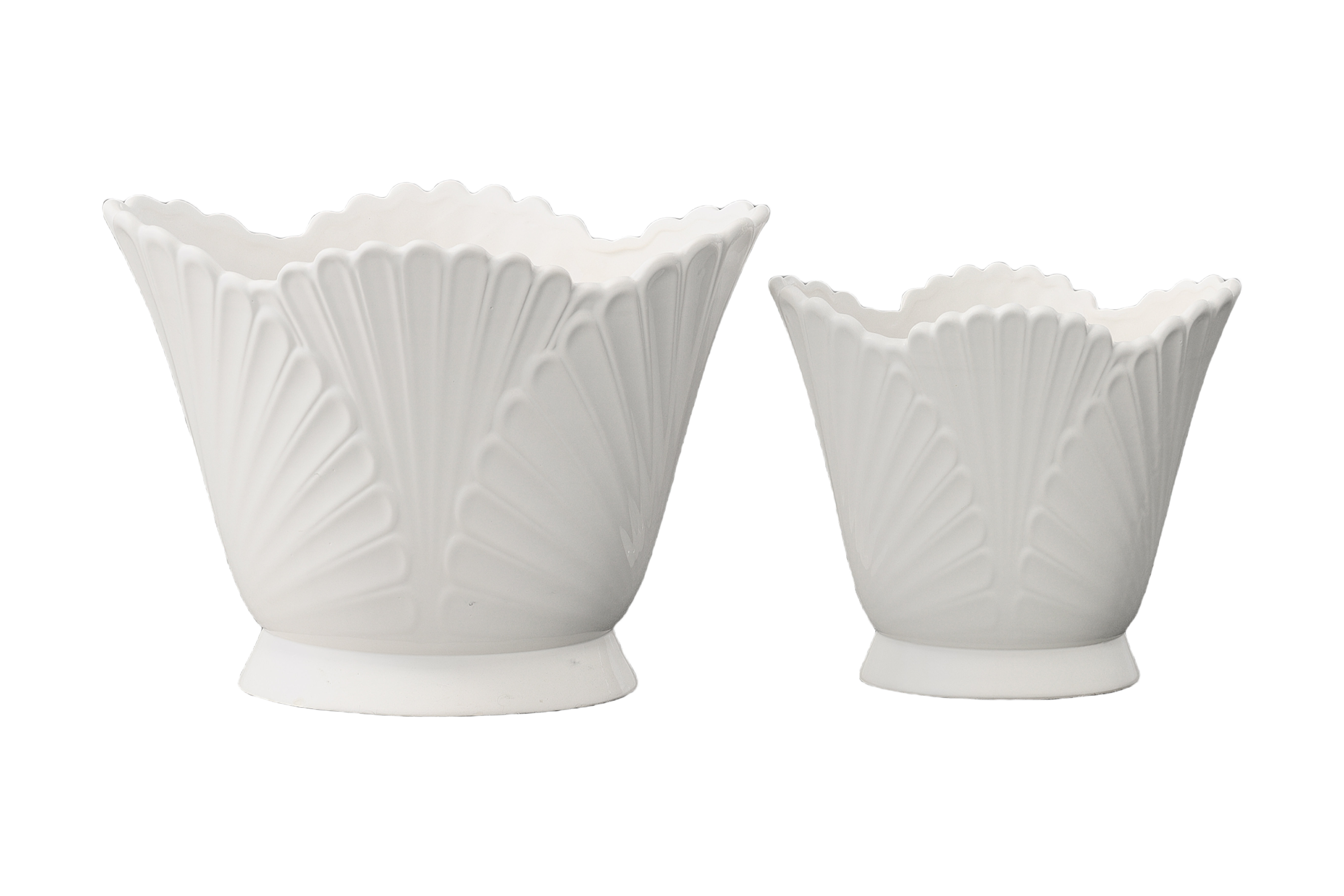 Dakota Fields Ceramic Pot Set Of Two Gloss White | Wayfair