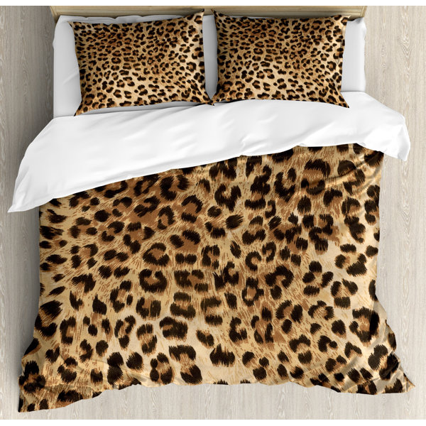 Ambesonne Leopard Print Duvet Cover Set, Wild Animal Skin, Calking ...
