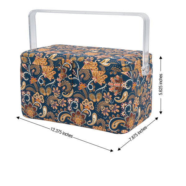 SINGER Large Sewing Basket Navy Paisley Print with Sewing Kit and ...