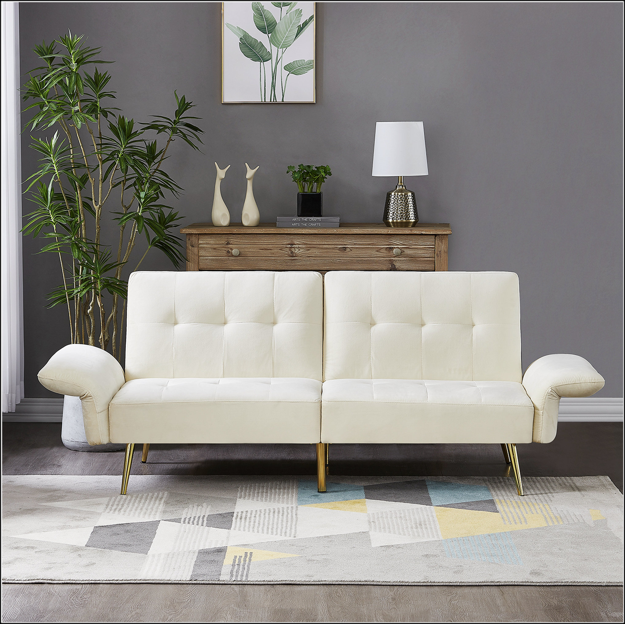 Fleur De Lis Living Italian Velvet Futon Sofa Bed, Convertible Sleeper ...