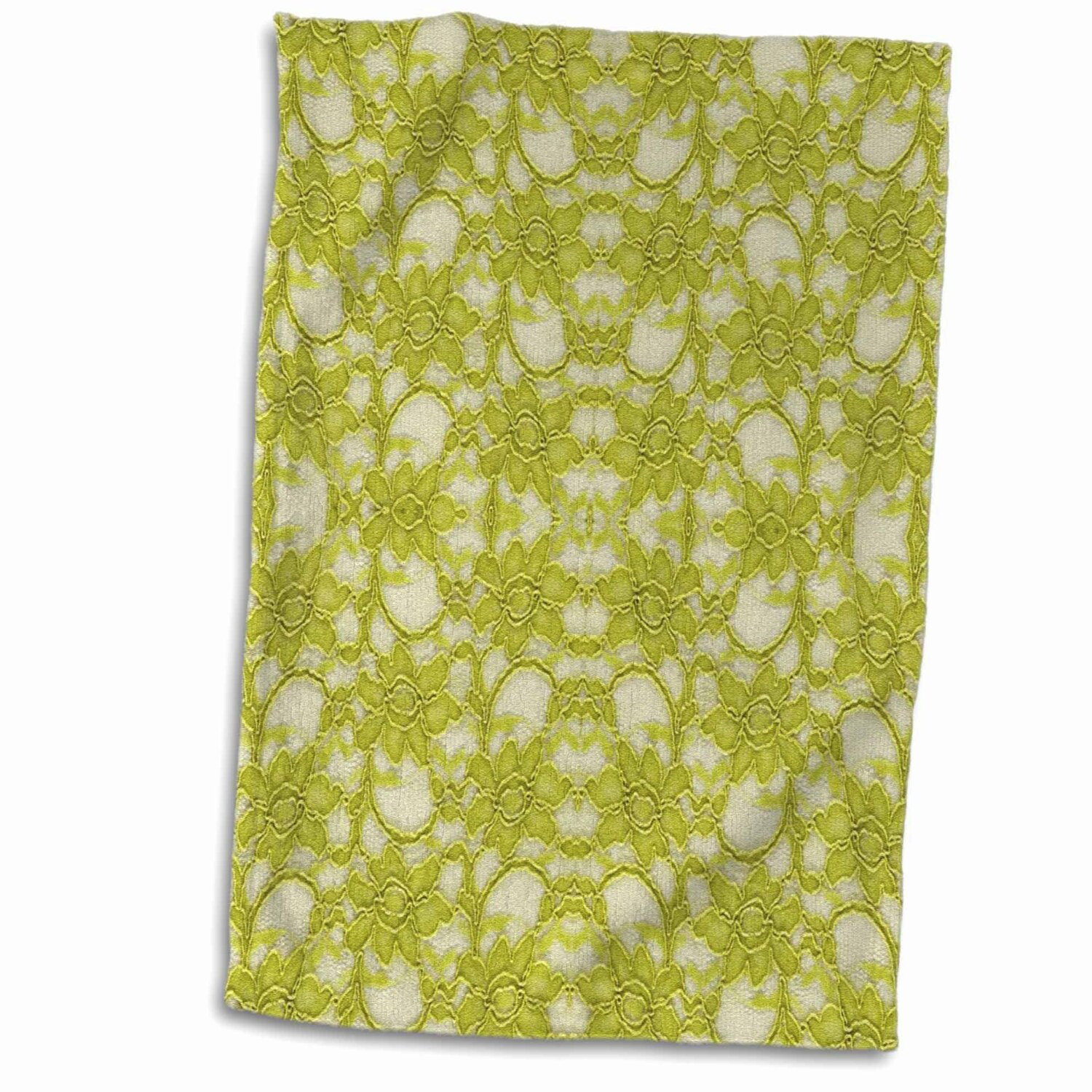 East Urban Home Trendy Chartreuse Lace 3D Towel - 15x22 | Wayfair