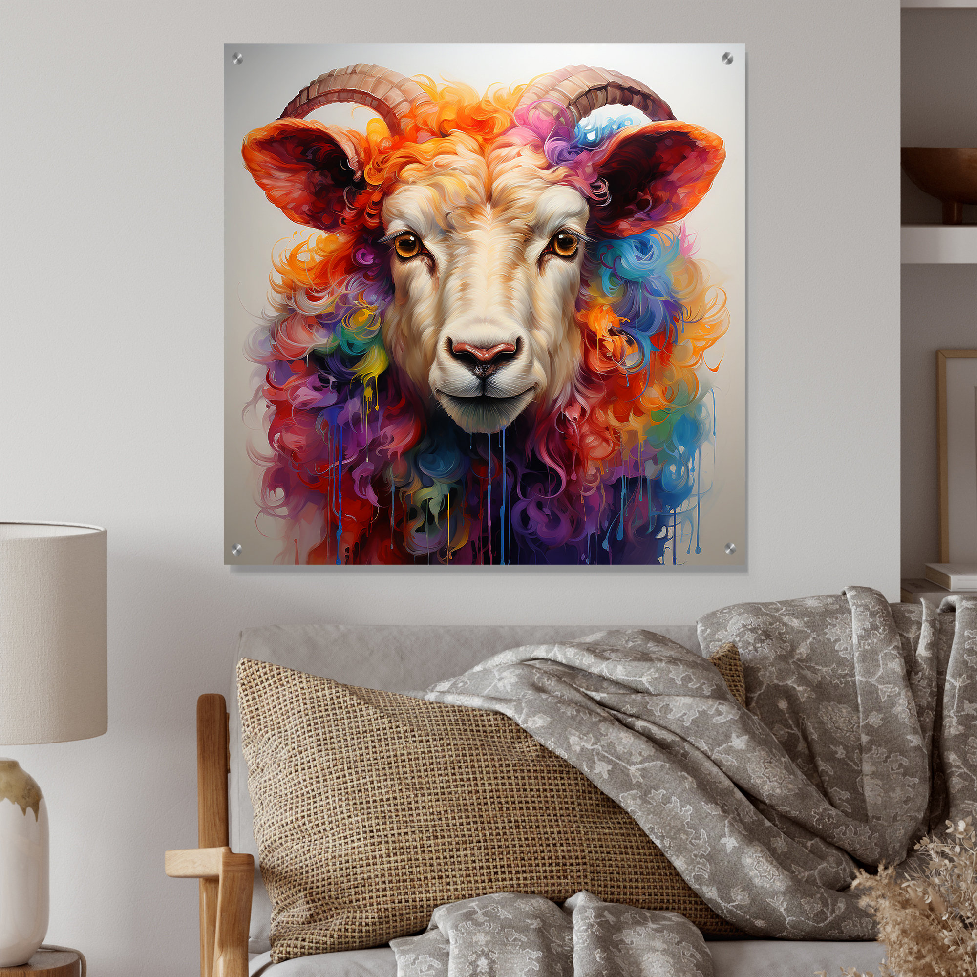 August Grove® Colorful Sheep Chromatic Fleece III - Sheep Acrylic Wall ...