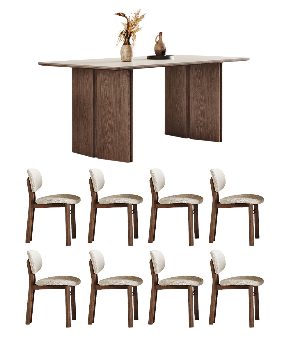 dinlin home Rectangular walnut pure white dining table | Wayfair