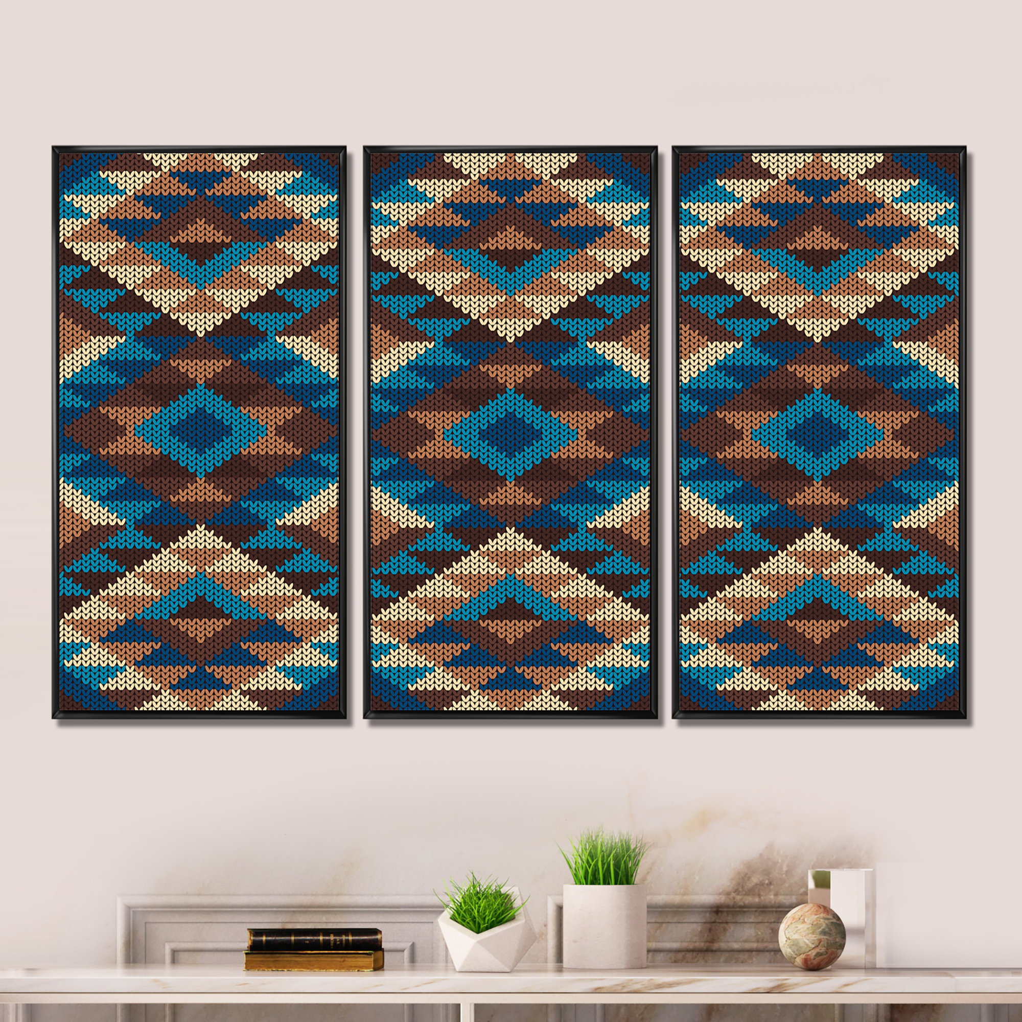 Union Rustic Tribal Aztec Geometrics - Modern Framed Canvas Wall Art ...