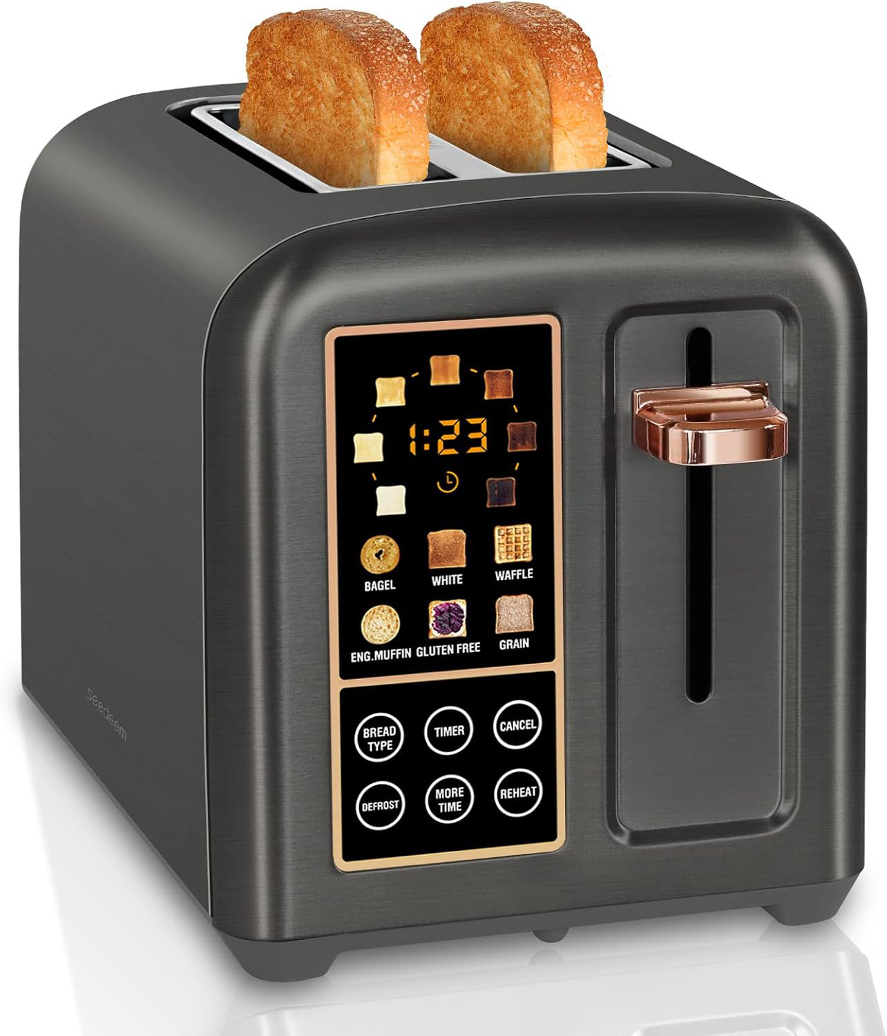 seedeem Toaster 2 Slice, Stainless Toaster LCD Display&Touch Button, 50 ...