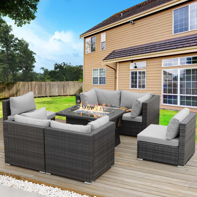 Latitude Run® Aronde 6 - Person Outdoor Seating Group with Cushions ...