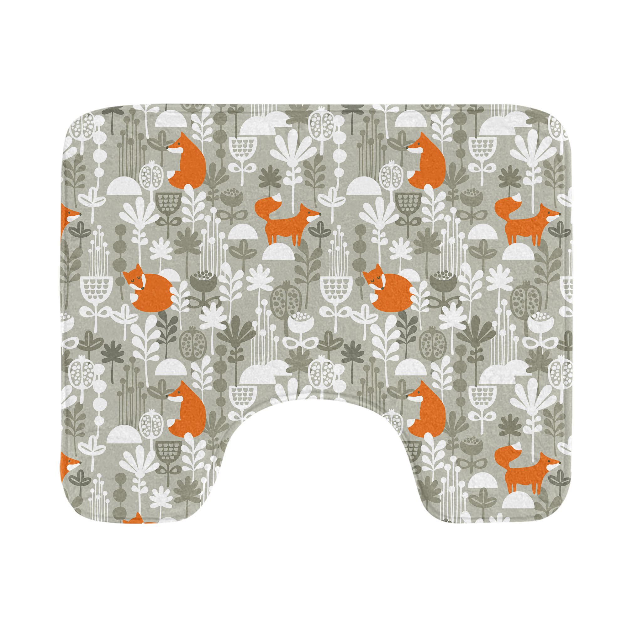 East Urban Home Fox Toilet Mat U-Shape Bathroom Rug 20" Pale Grey ...