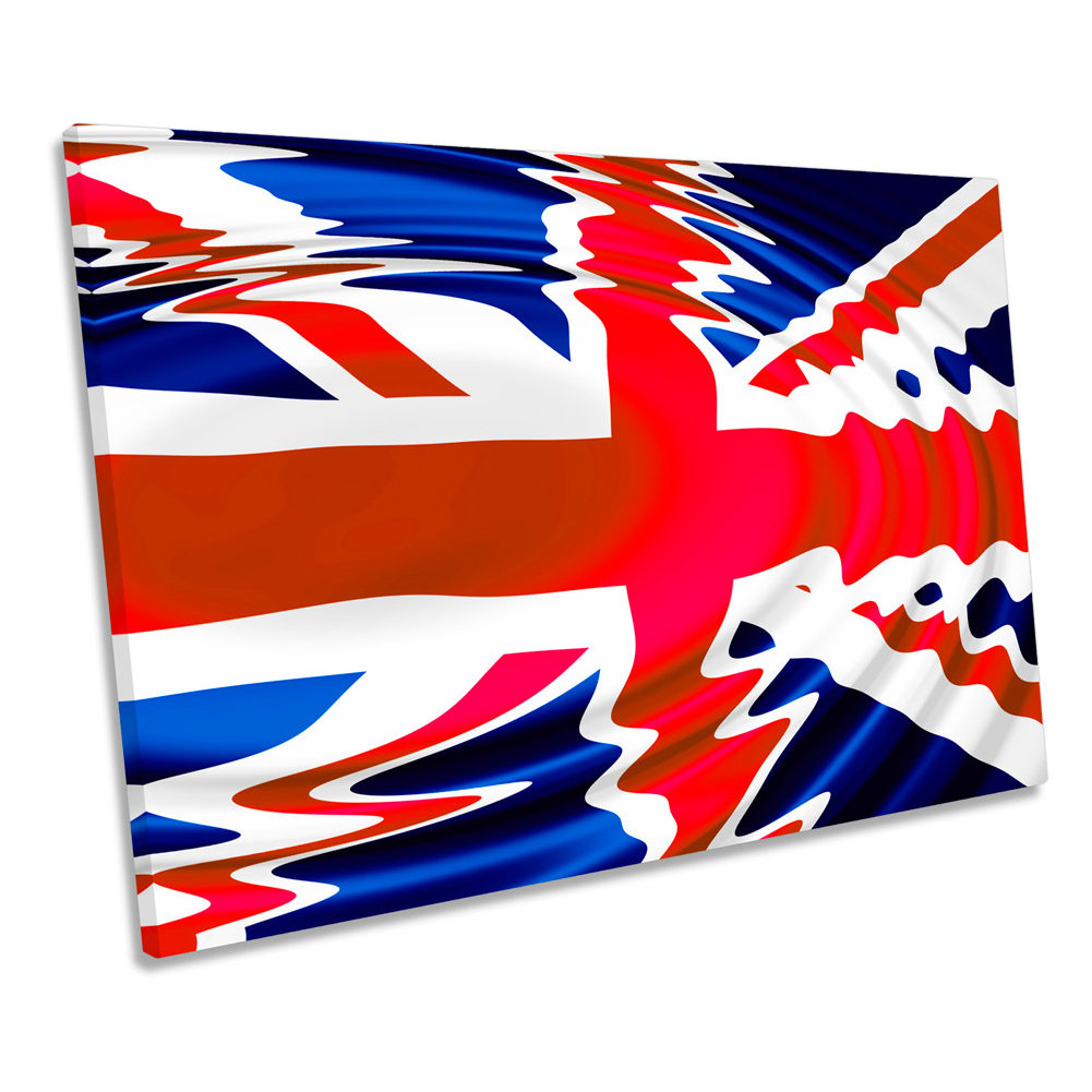 Ebern Designs Union Jack Flag Ripple CANVAS WALL ART Framed Print ...