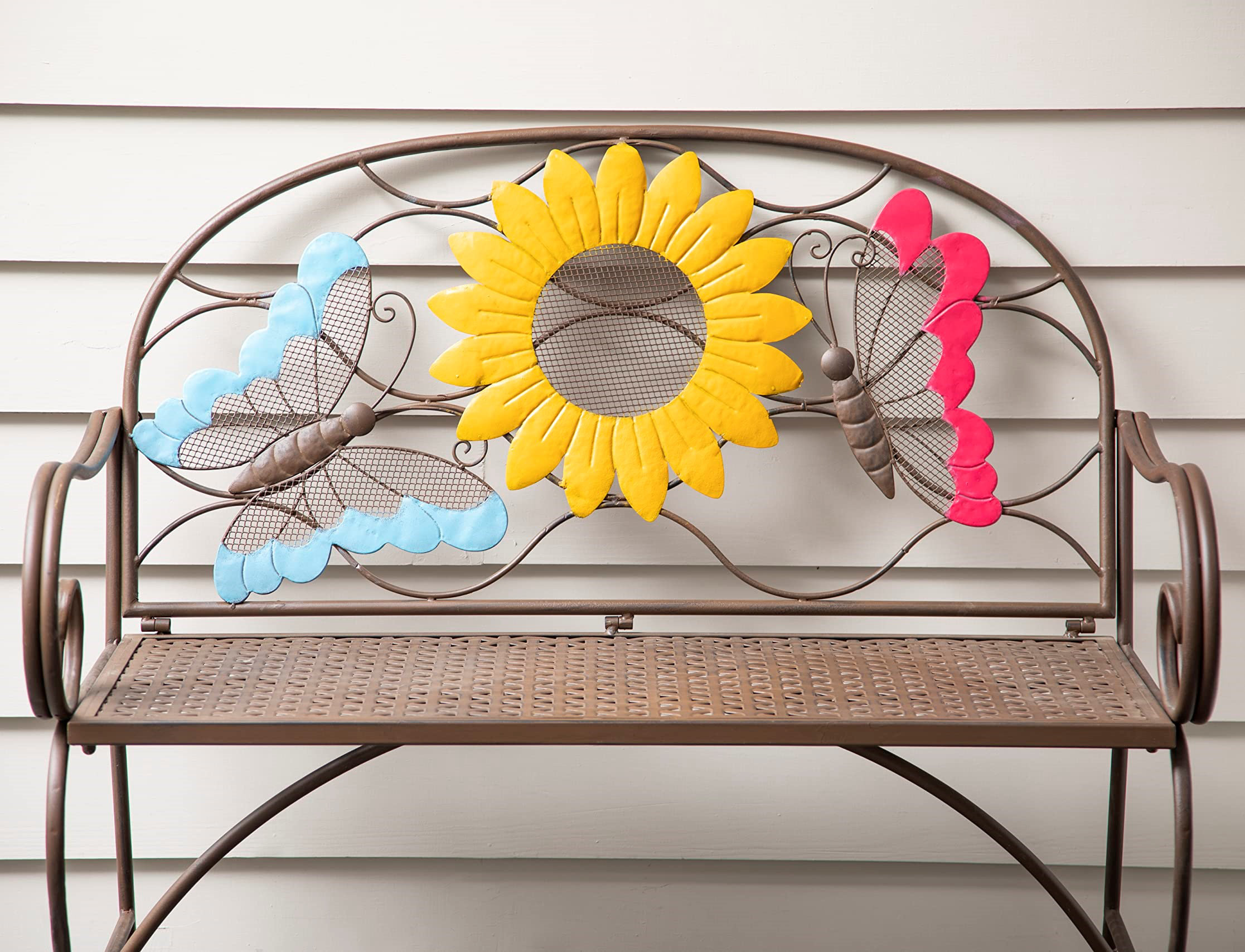 One Allium Way Sunflower Garden Bench Outdoors & Indoors, Cast Iron ...