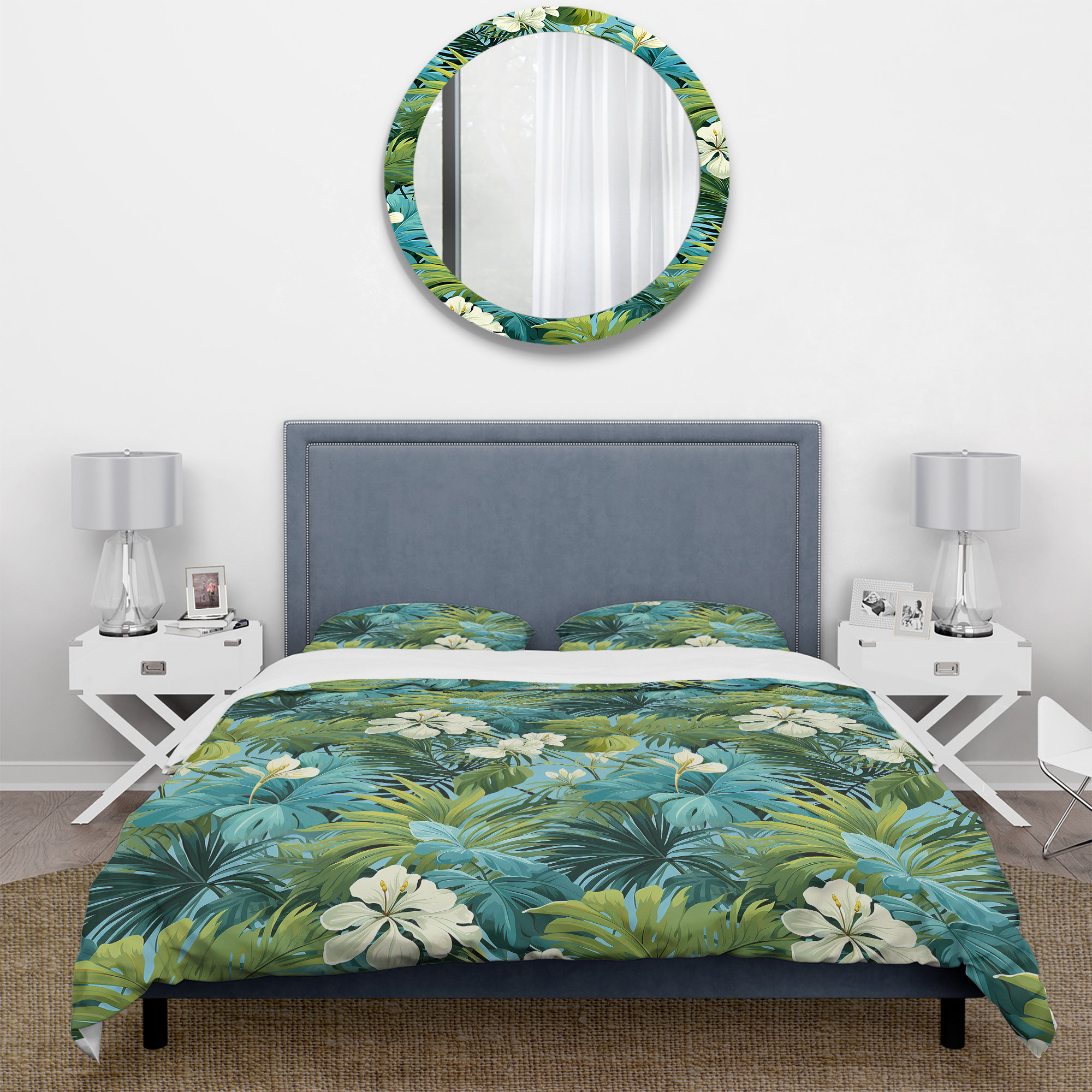 Design Art Azure And Green Canopy Tropical Pattern III Bedding | Wayfair