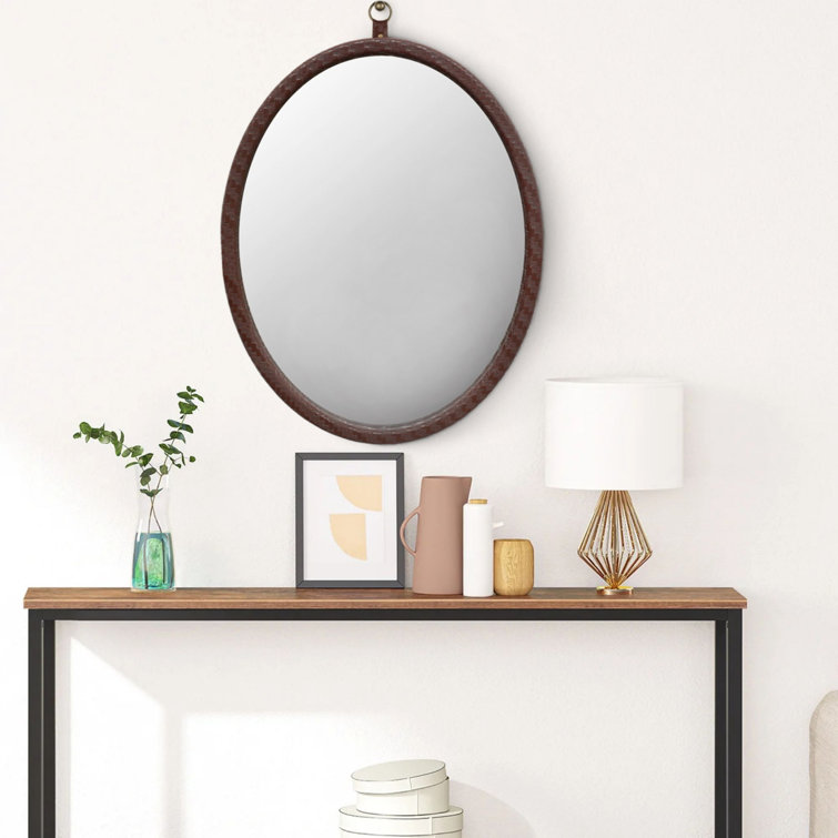 Winston Porter 23.62x29.92inch Oval PU Wall Mirror, Wood Frame Mirror ...