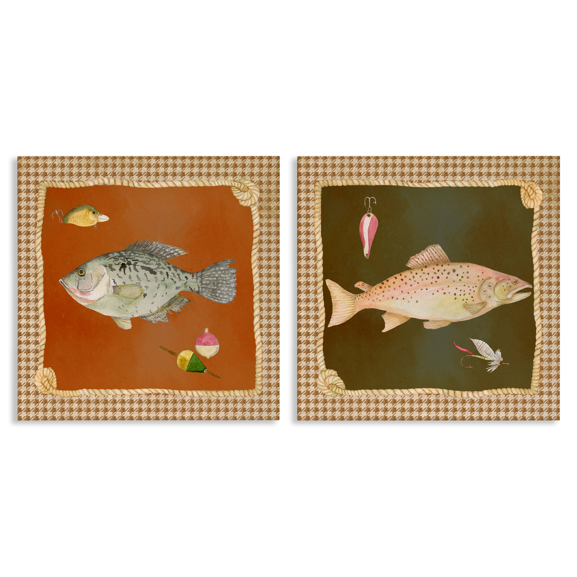 Ophelia & Co. Fish & Lures over Houndstooth 2pc Canvas Set, design by ...