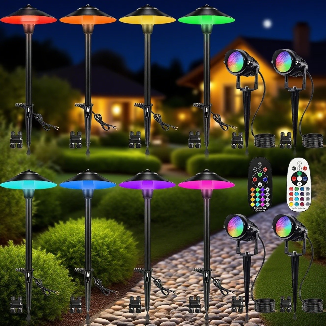 caimen 12V Low Voltage RGBW Landscape Lighting Kit With Color Changing ...