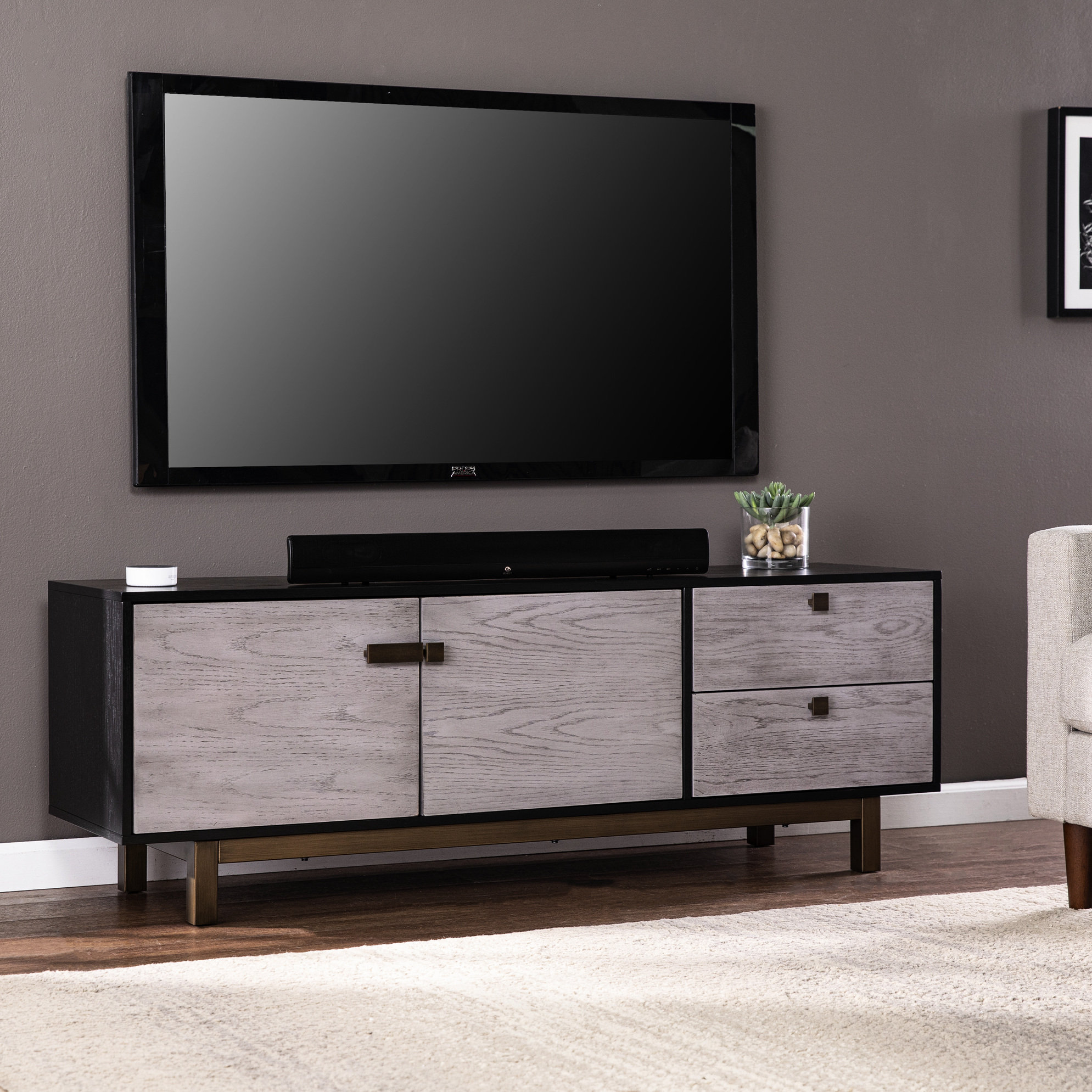 Latitude Run® Gray Media Console, Storage For 60-69 Inch Tvs ...
