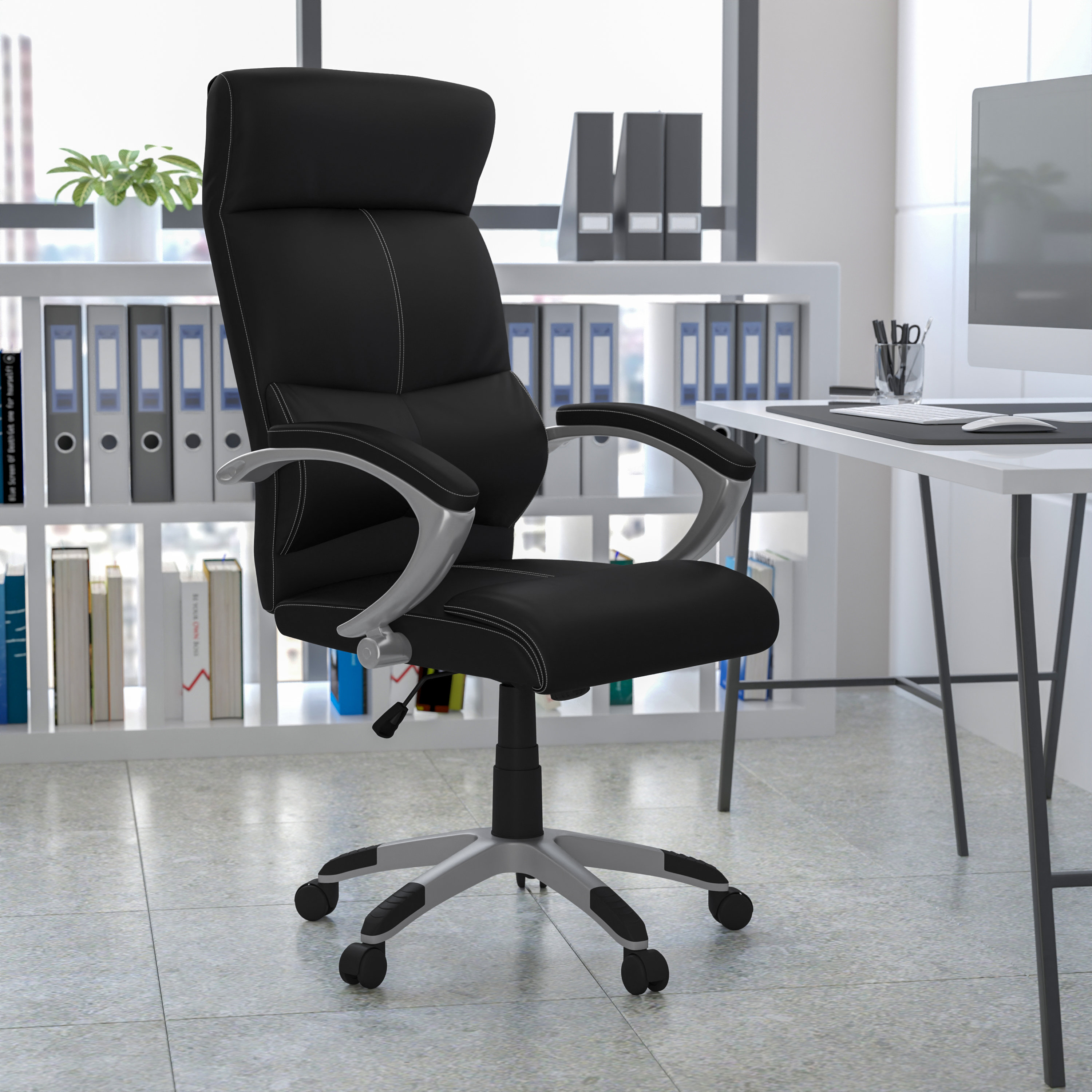 Flash Furniture LeatherSoft Contemporary Swivel Manager's Office Chair ...