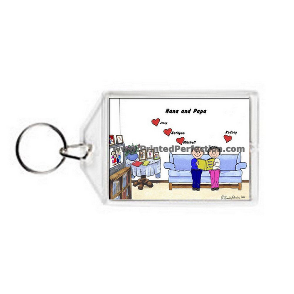 Printed Perfection Personalized Grandma & Grandpa, 4 Hearts Acrylic Key ...