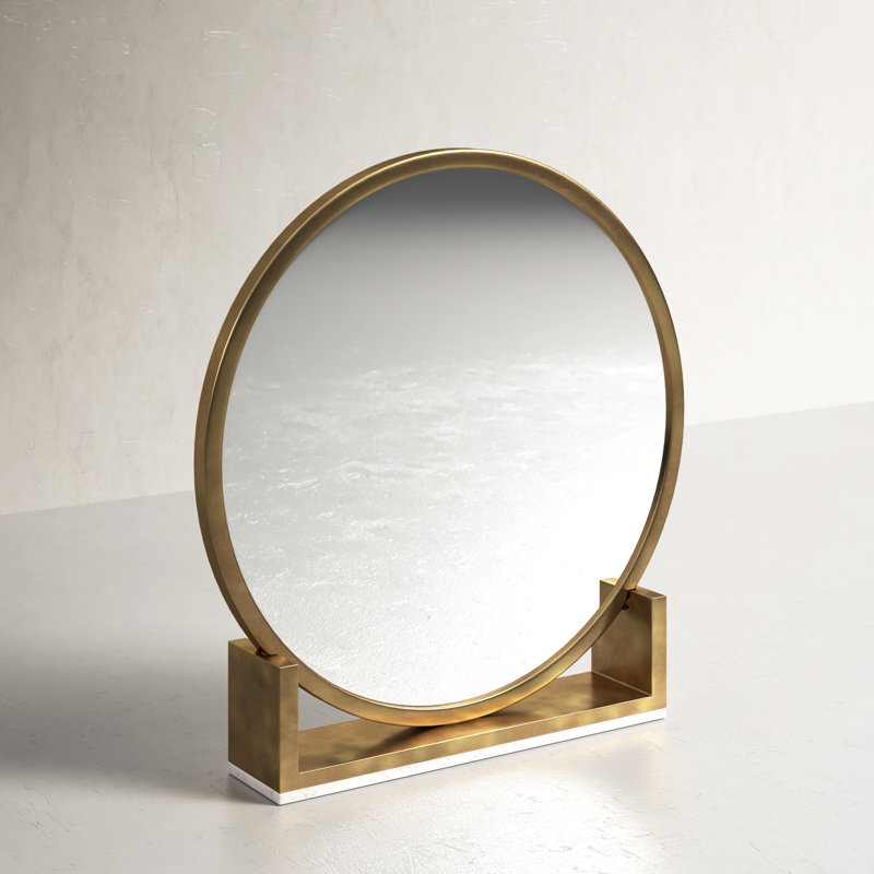 Birch Lane™ Marble Round Floor Mirror | Wayfair