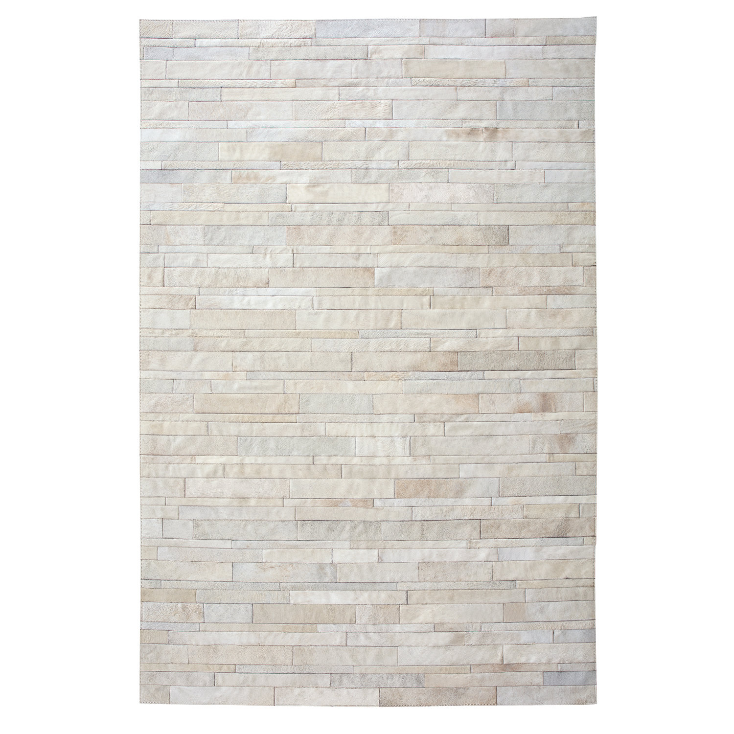 Cowhide Mall Kronos Striped Handmade Leather Ivory/Brown/Beige Area Rug ...