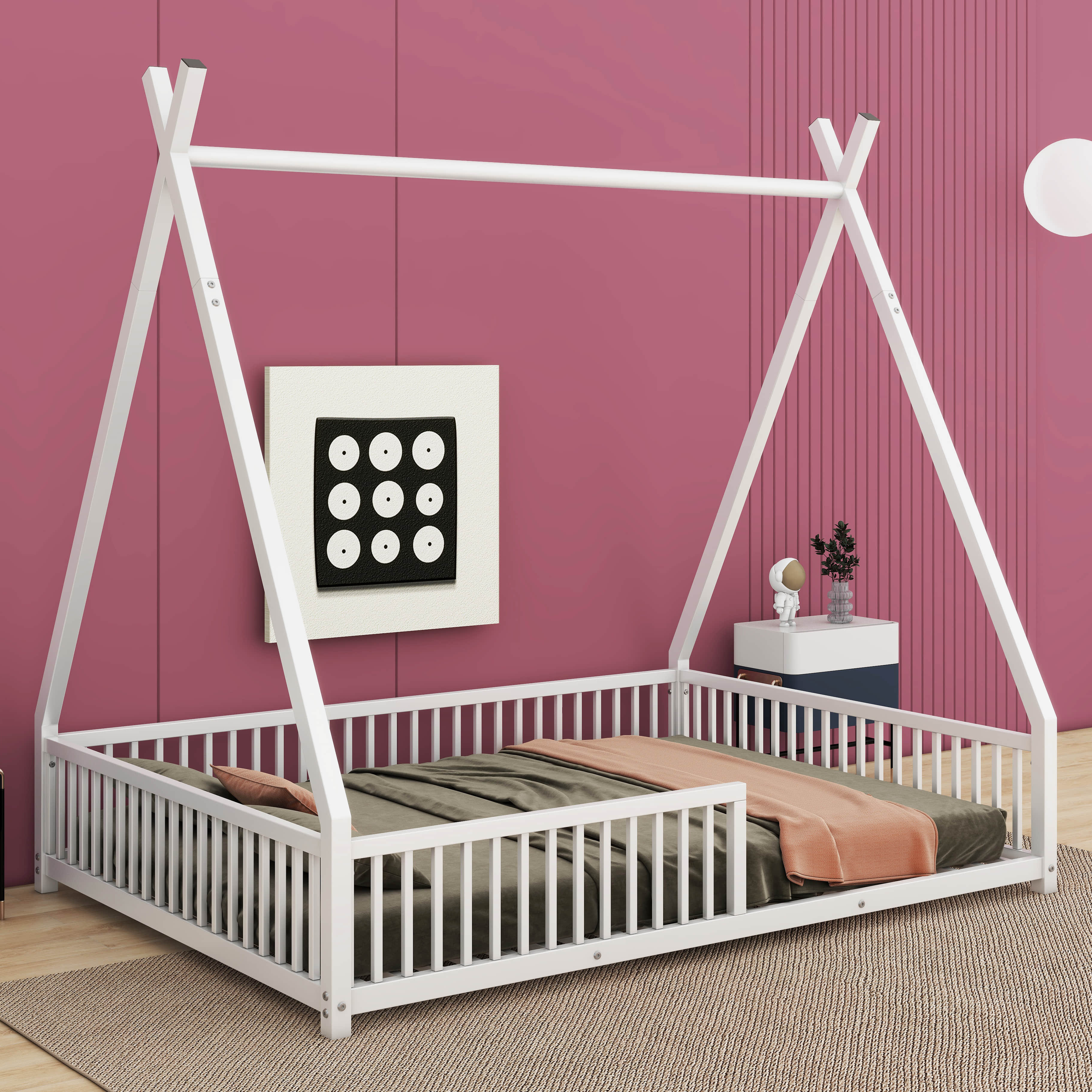 Redwood Rover Metal House Platform Bed With Triangle Structure | Wayfair