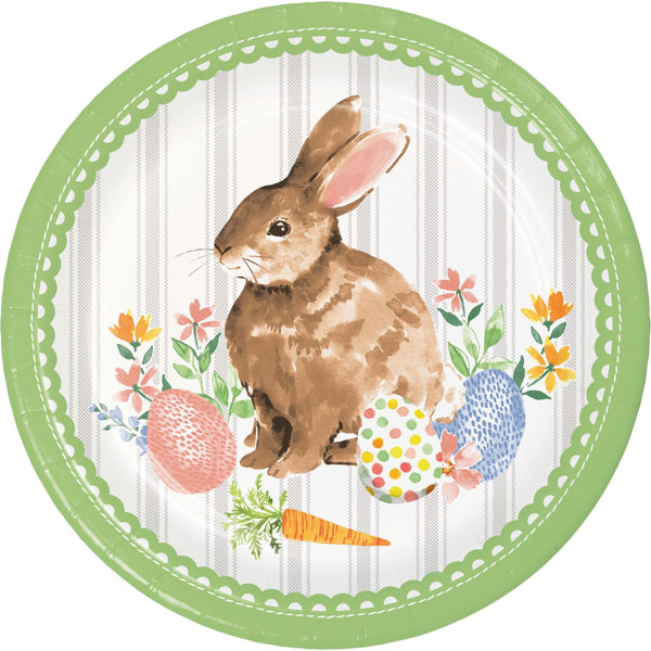 Creative Converting Spring Cottage Bunny Dinner Paper Plates, 24 ct ...