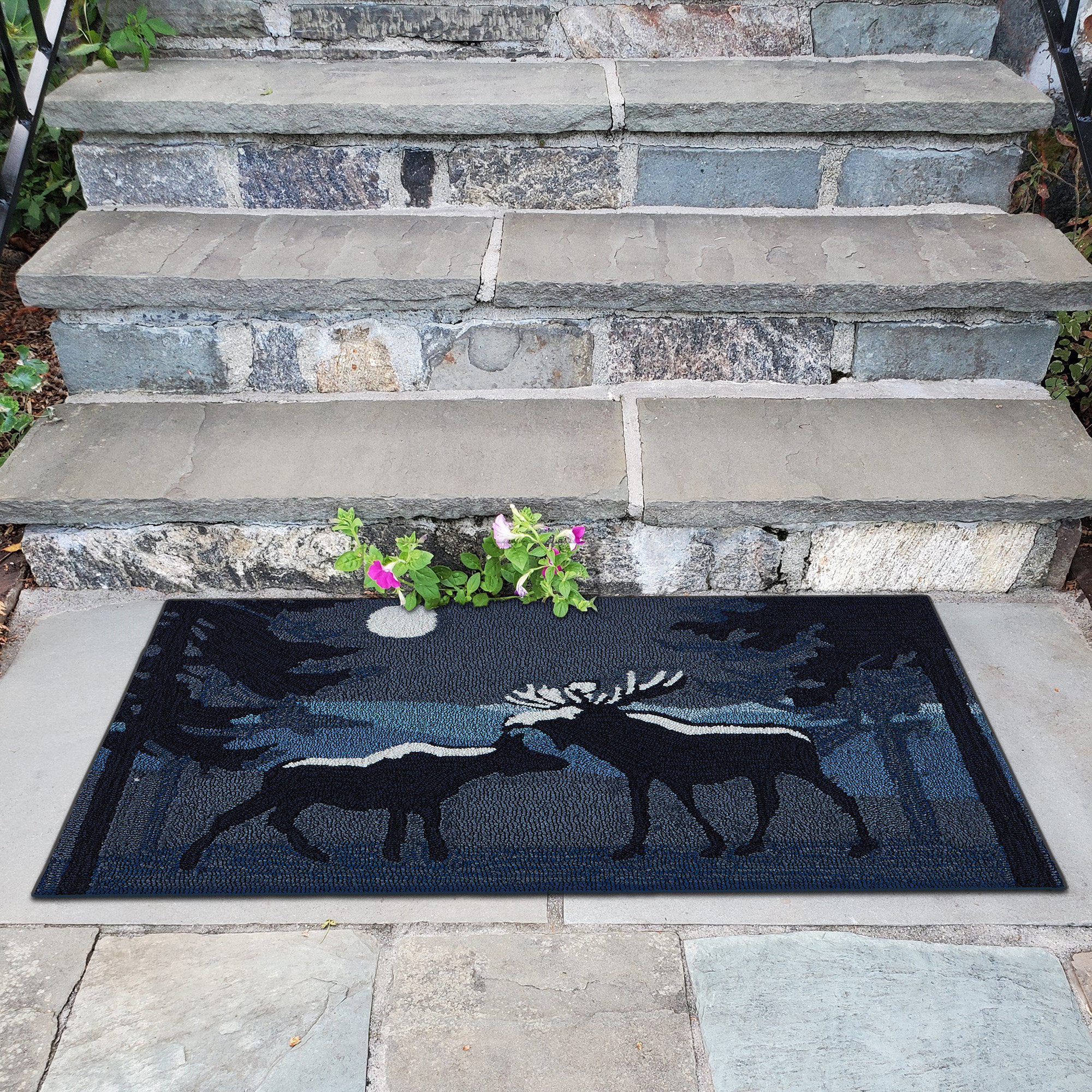 Loon Peak® Alyis Transitional Rugs Frontporch Moonlit Moose Indoor ...
