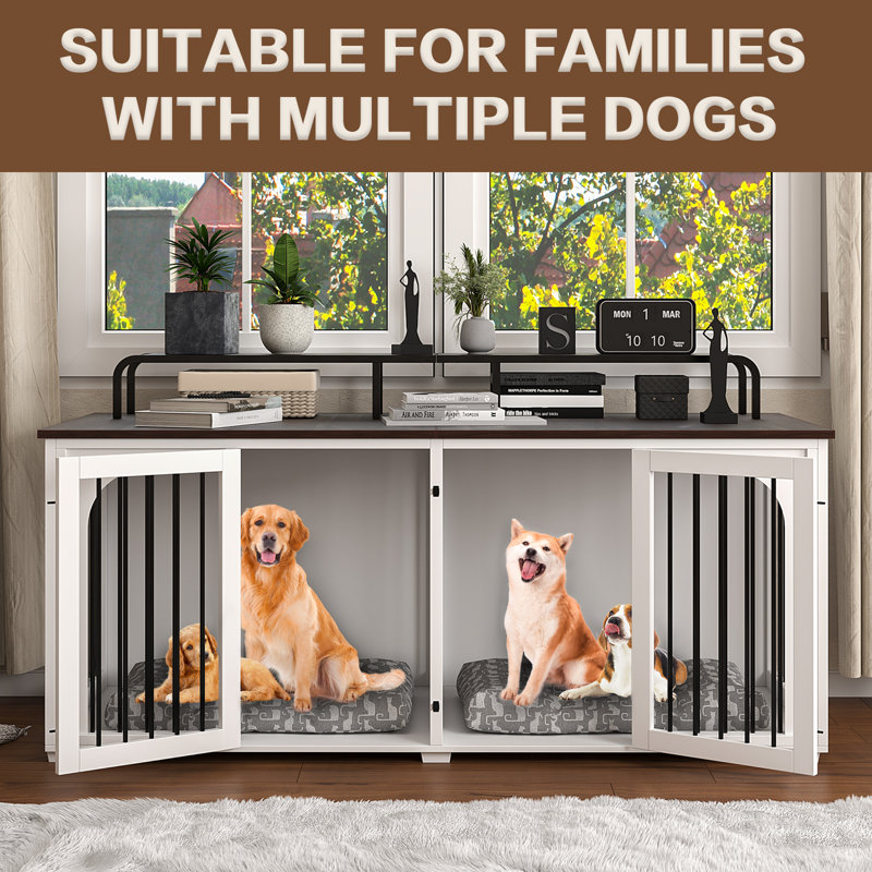 Tucker Murphy Pet™ 74.8" XXL Double Dog Kennel Furniture For Large ...
