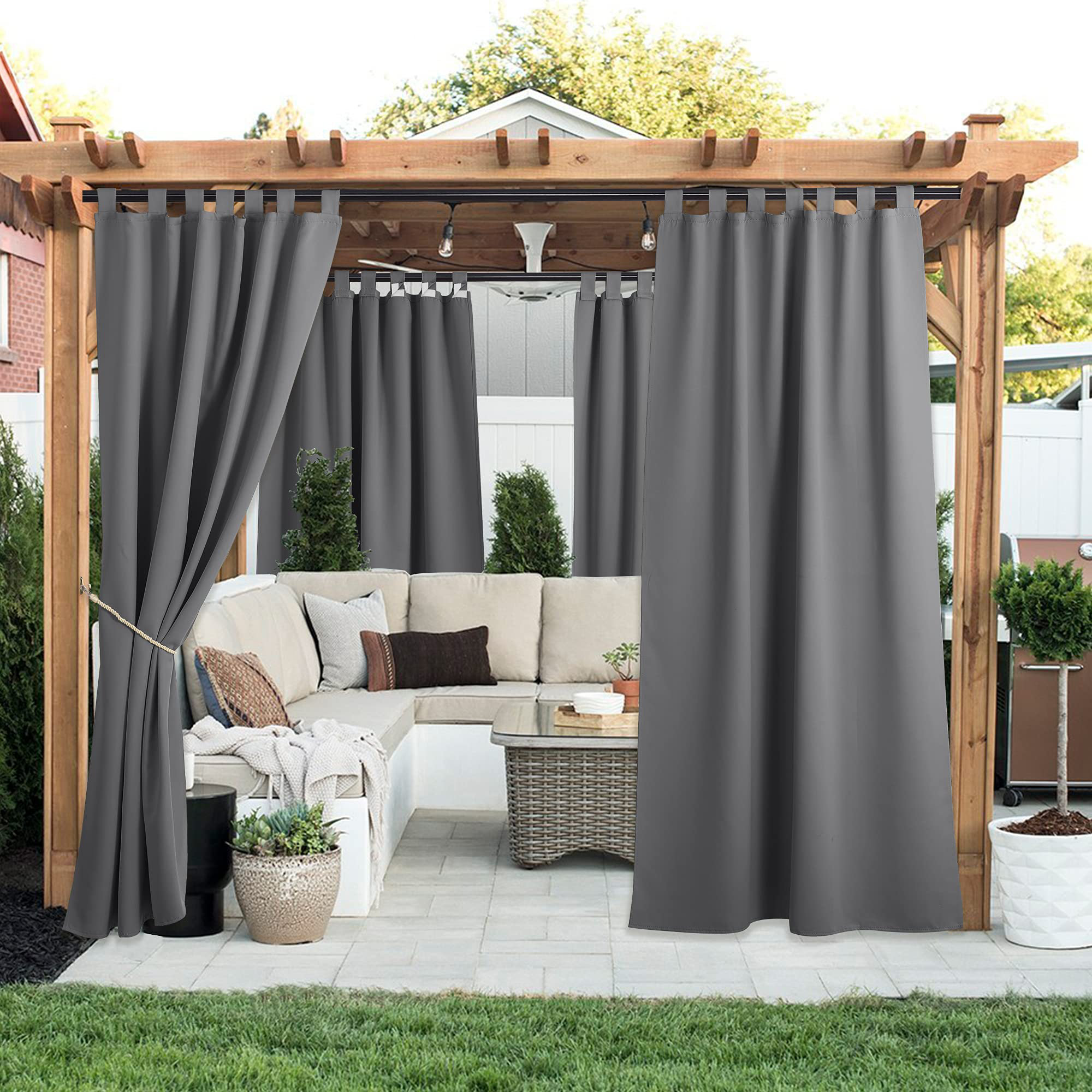 Hokku Designs Outdoor Curtains For Patio Waterproof, Windproof Gazebo ...
