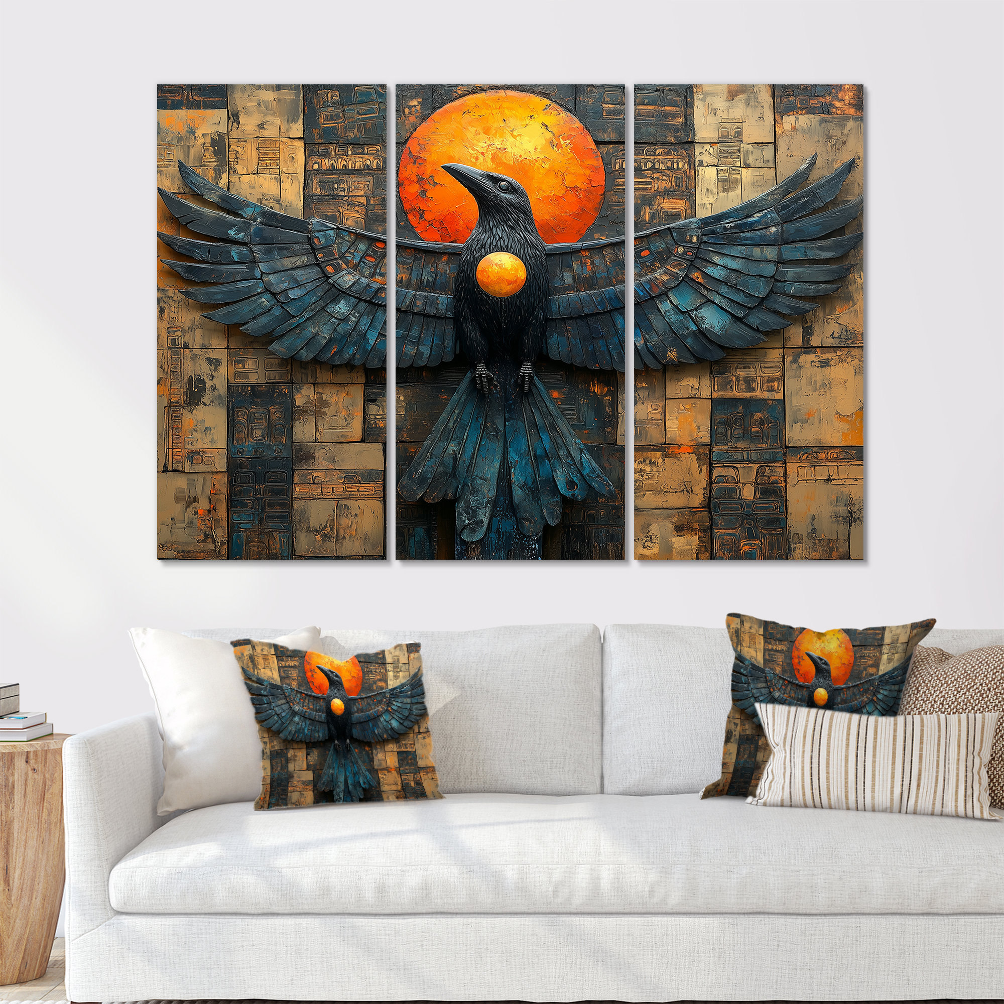 Lark Manor™ Black Moon Native Raven II - Native American Art Totem Wall ...