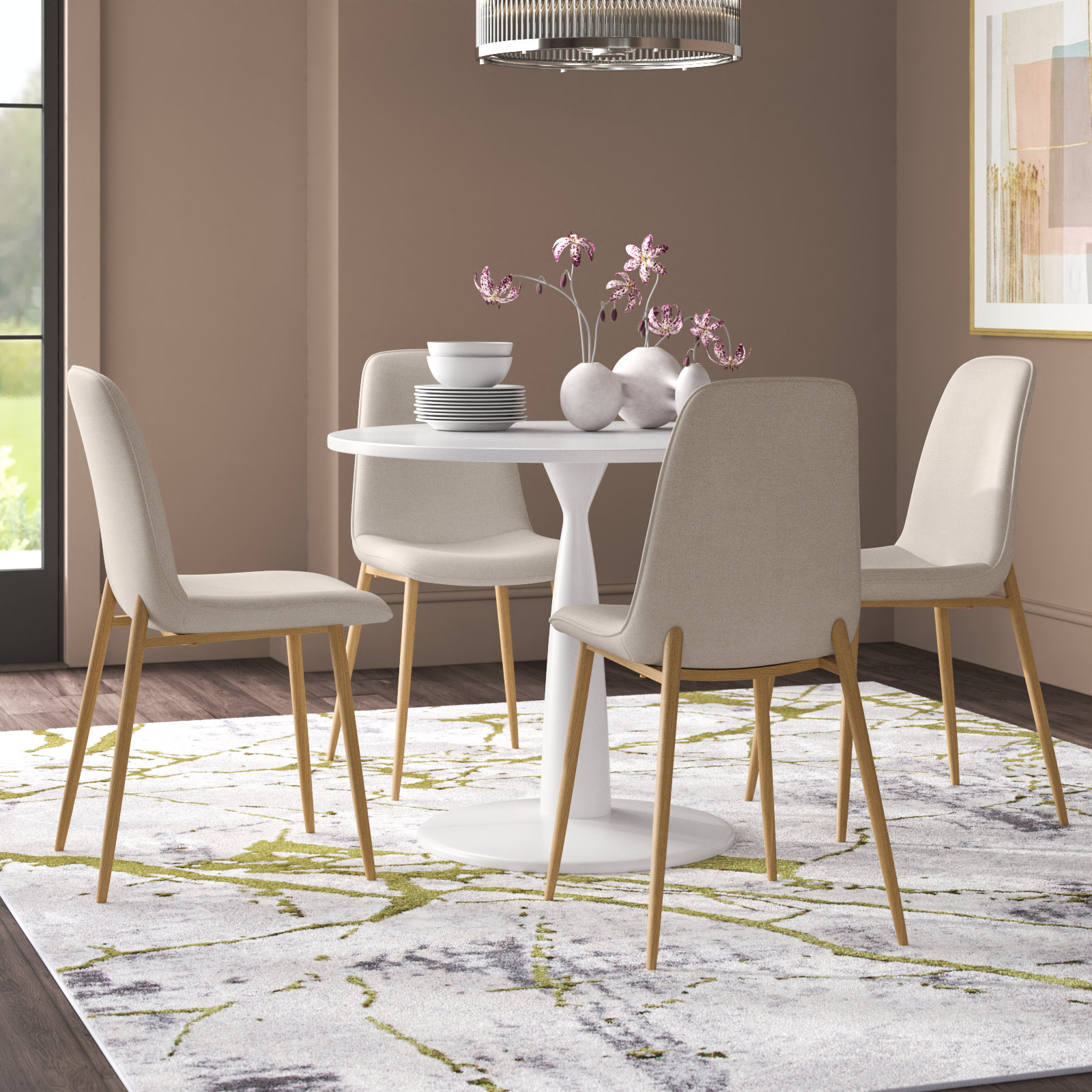 Wade Logan® Pasha 4 - Person Pedestal Dining Set & Reviews | Wayfair