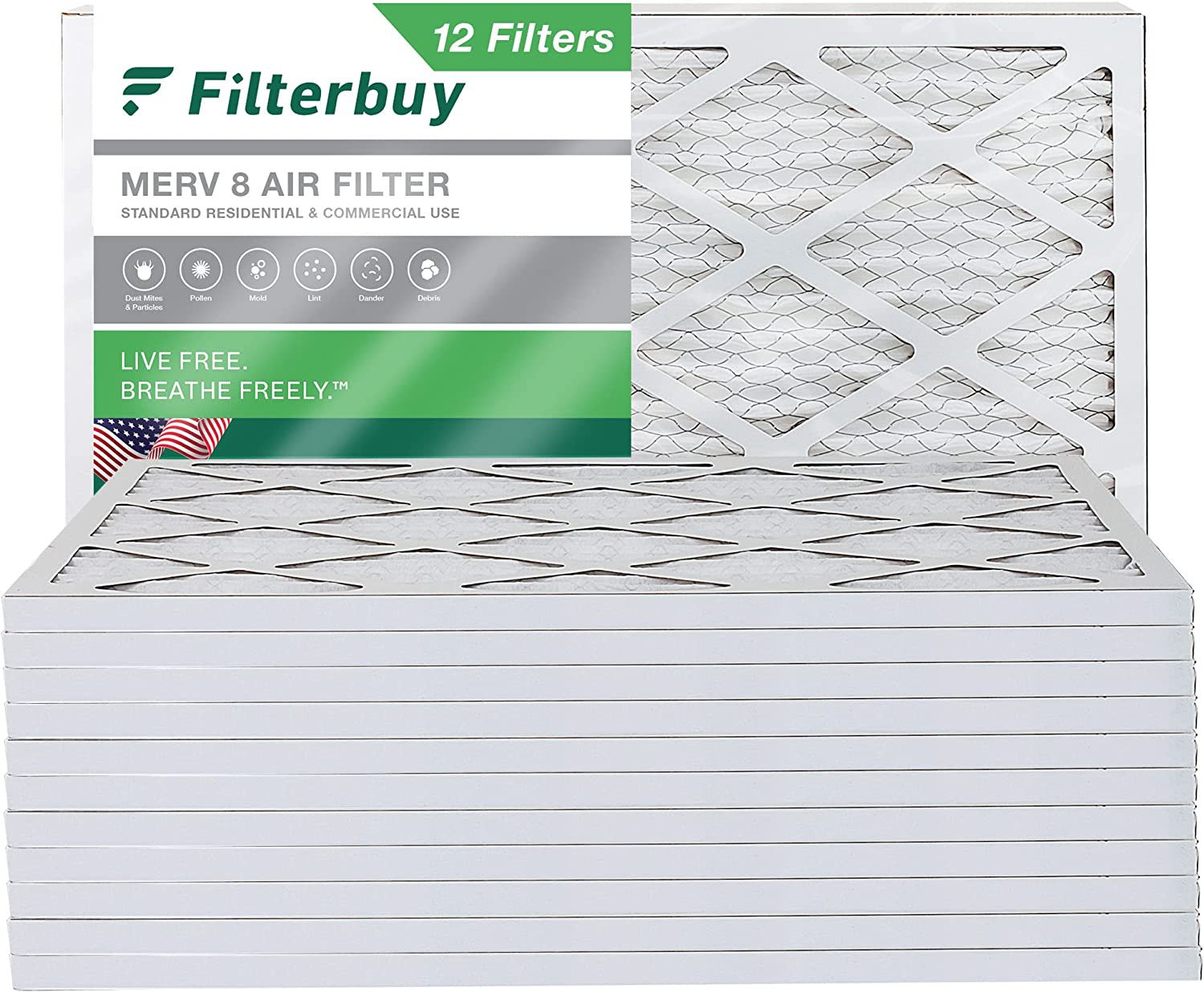 Filterbuy 12x36x1 Air Filter MERV 8, Pleated HVAC AC Furnace Filters ...