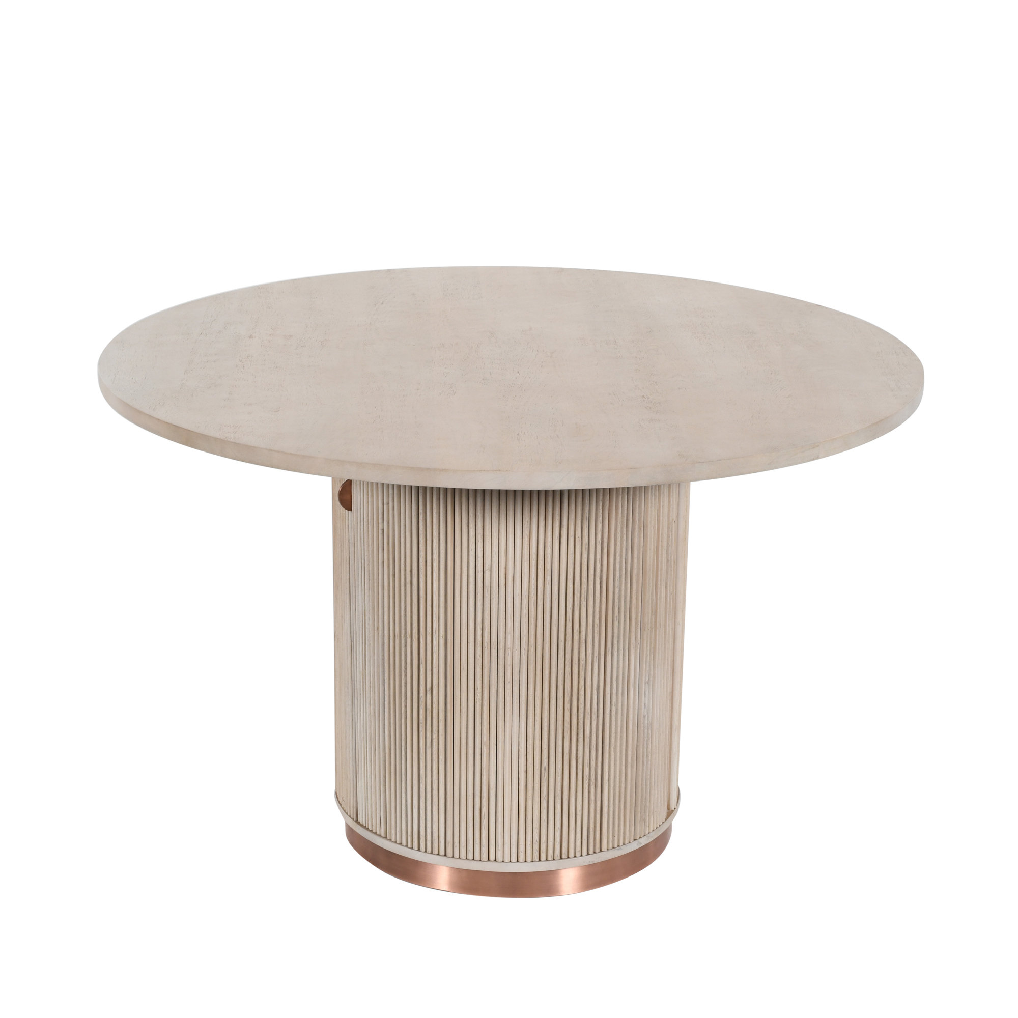 Joss & Main Zanzibar Round Solid Wood Fluted Dining Table with Storage ...