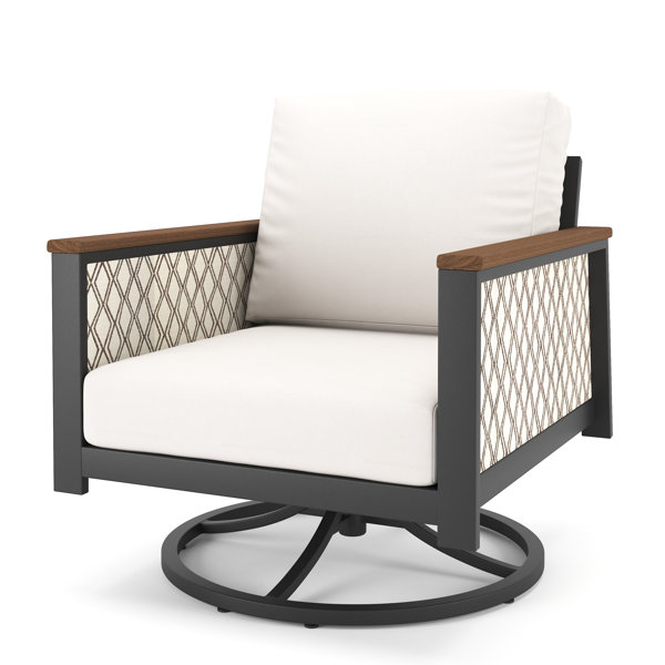 Birch Lane™ Townsend Metal Outdoor Swivel Rocking Chair with Sunbrella ...