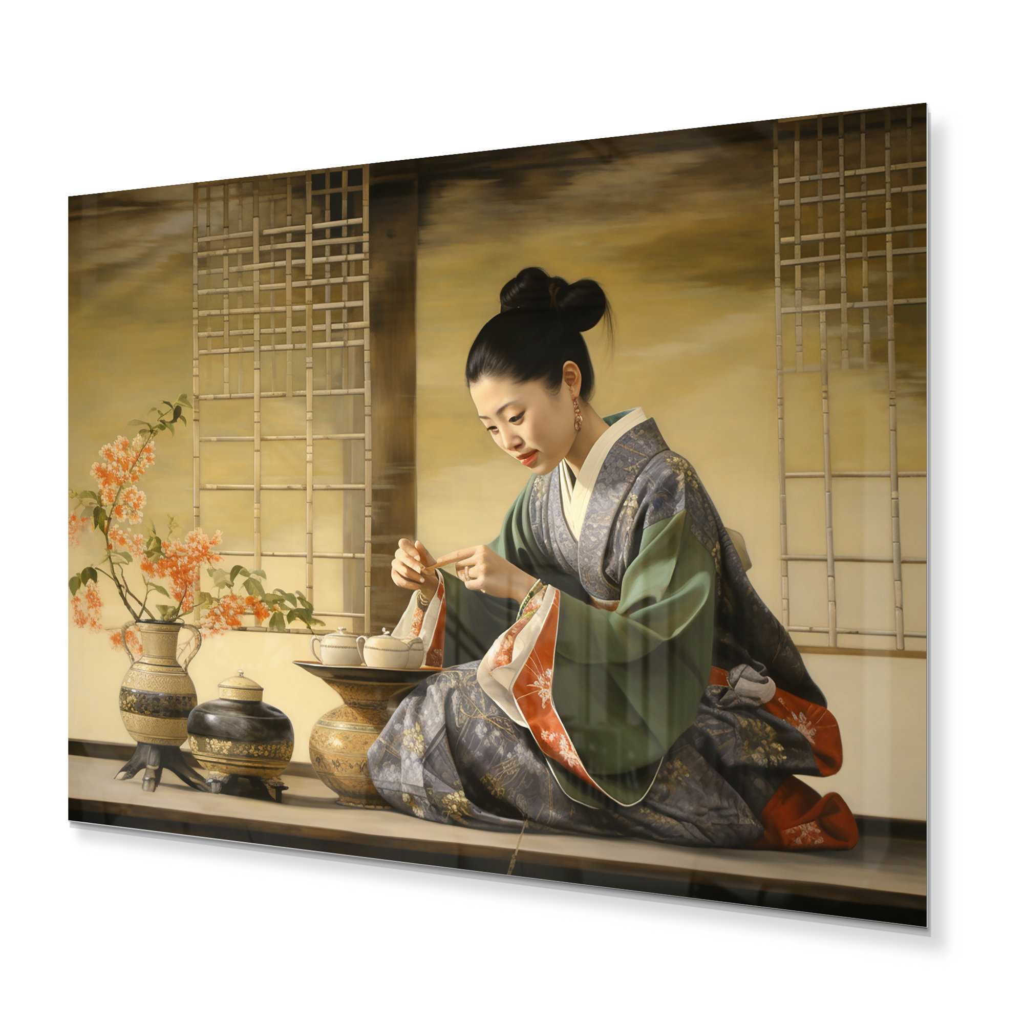 Red Barrel Studio® Asian Art Tea Ceremony I - Asian Art Metal Wall Art ...