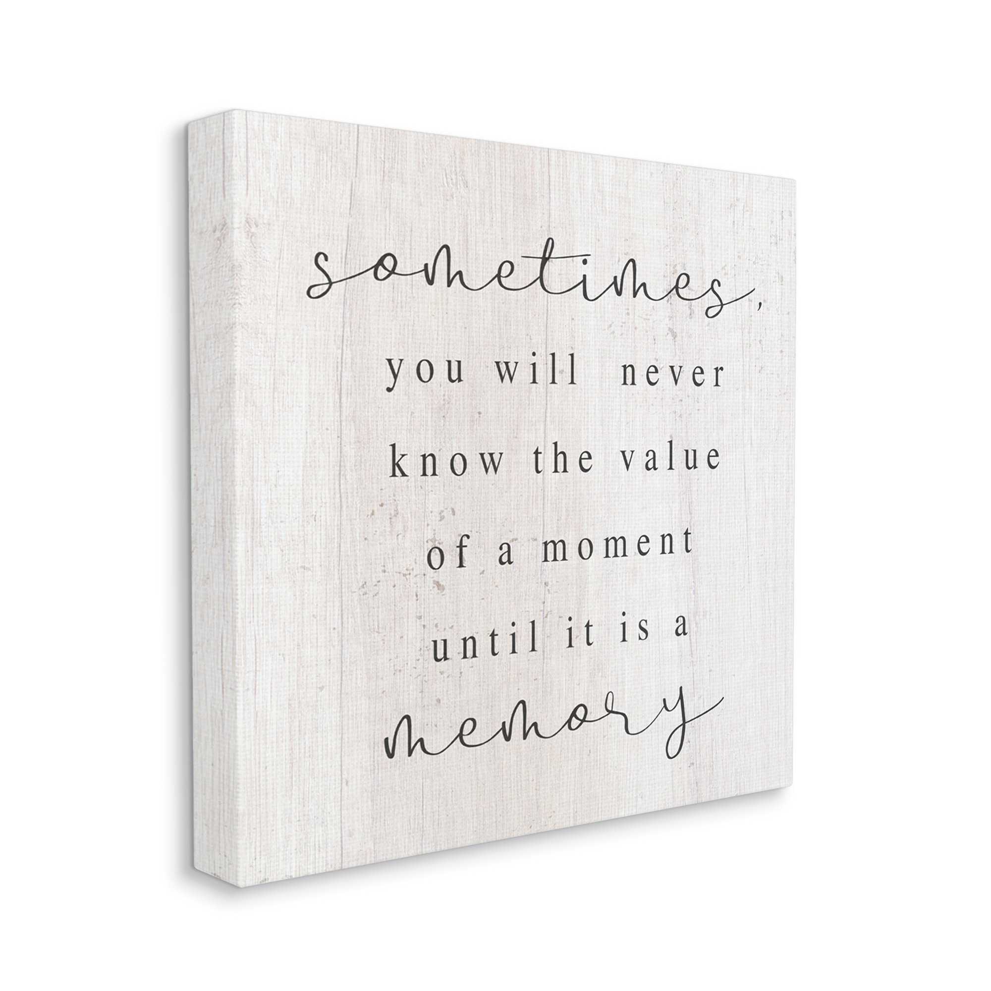 Stupell Industries Value Of A Moment Inspirational On Canvas Graphic ...