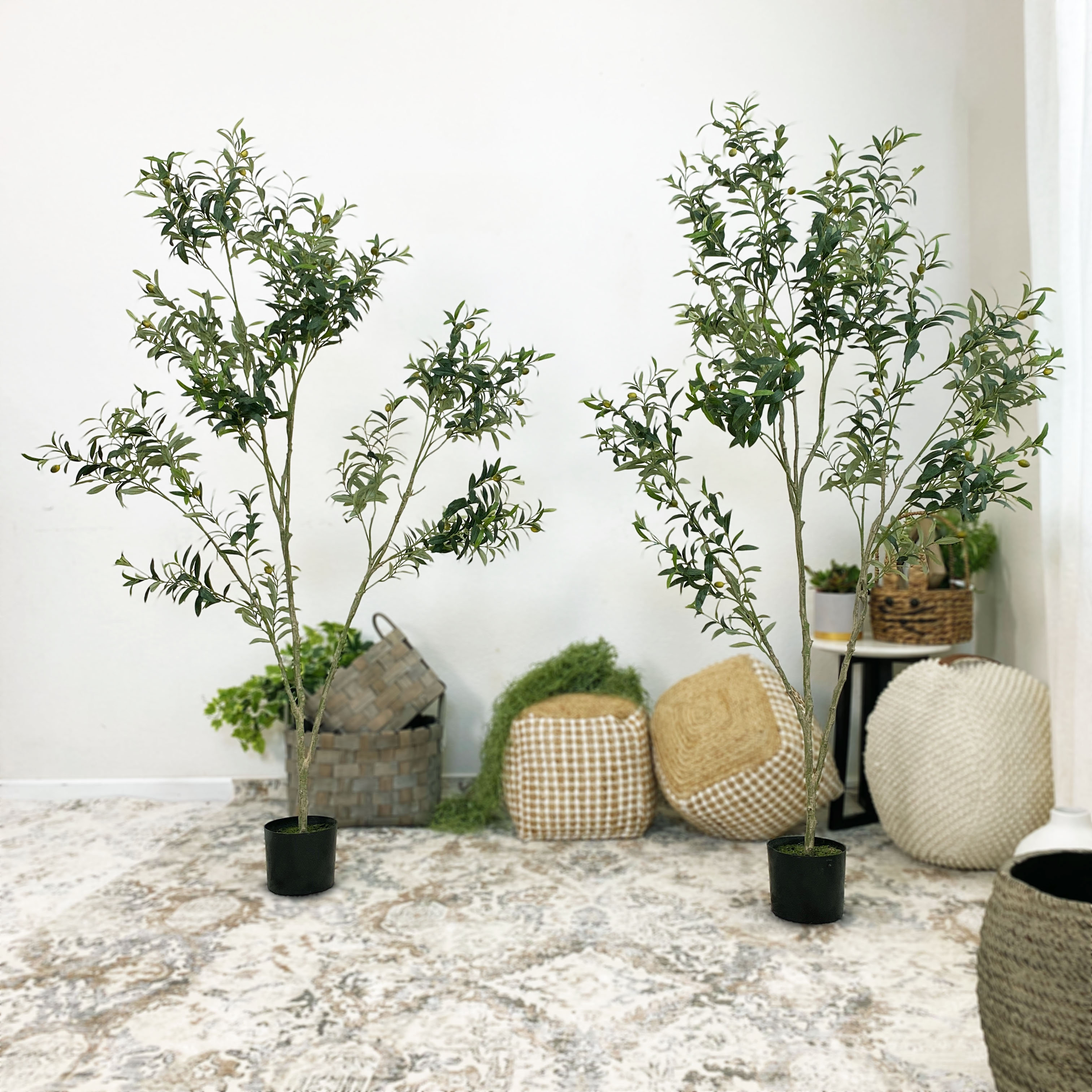One Allium Way® 6Ft Faux Olive Tree In Pot (Set Of 2) | Wayfair