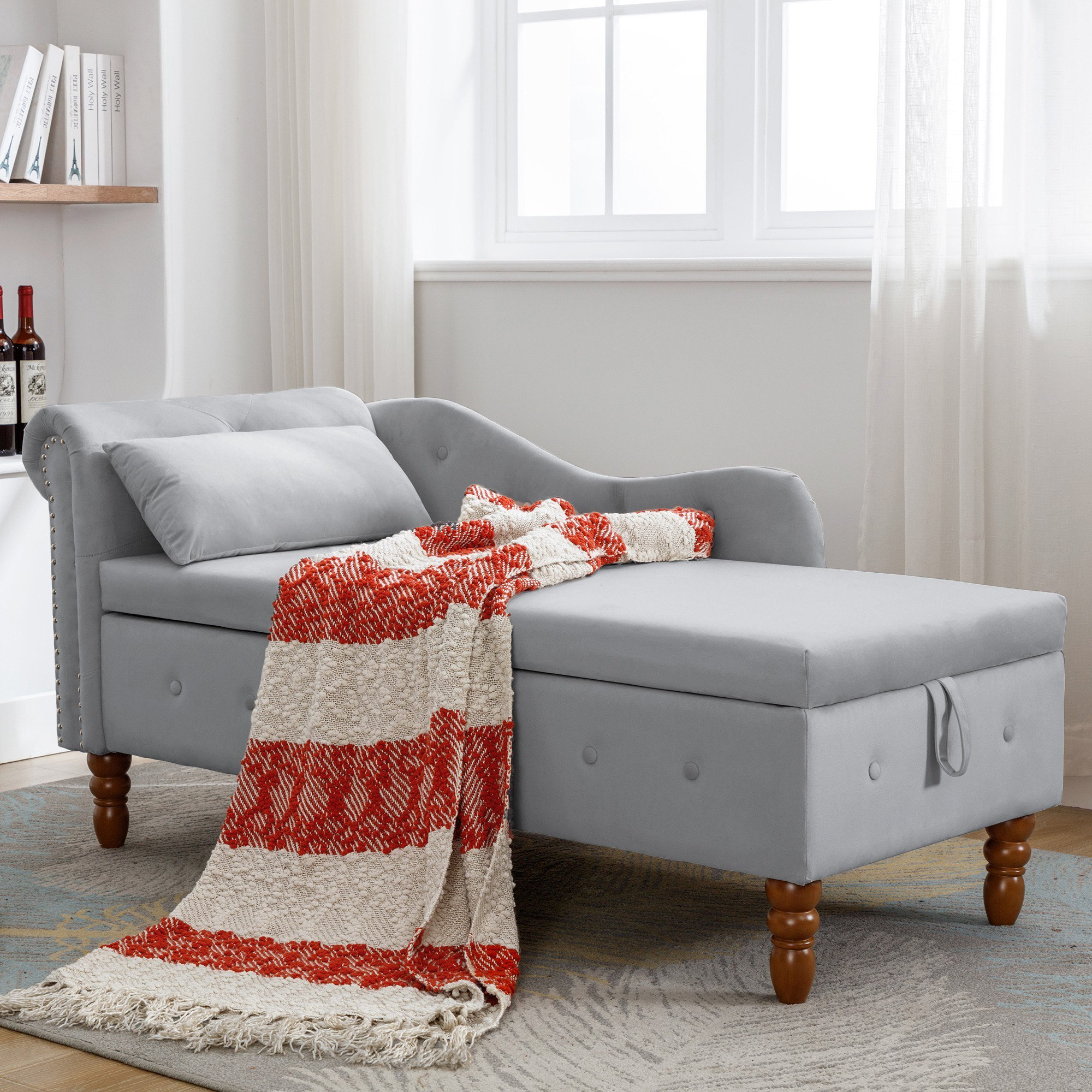 Alcott Hill® Indoor Chaise Lounge with Storage and Pillow | Wayfair